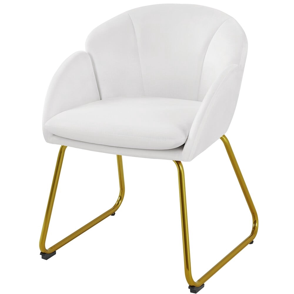 FCYNMF Flower-Shaped Accent Chair – Velvet Vanity Chair with Golden ...
