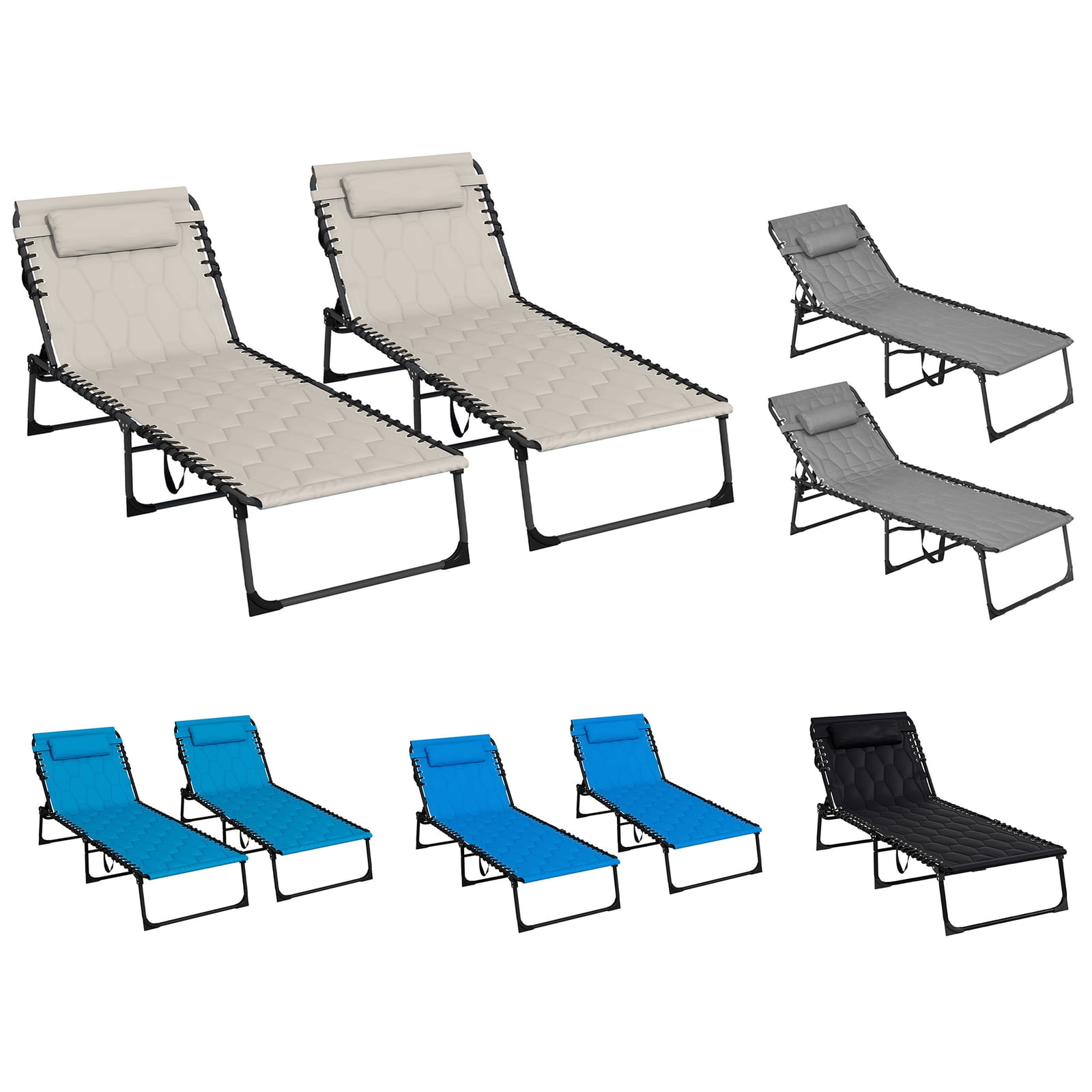 FCYNMF Folding Chaise Lounge, Padded Reclining Tanning Chair with ...