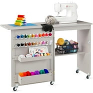 Dextrus Folding Sewing Table with Charging Station, Portable Craft Table Station with Storage ...