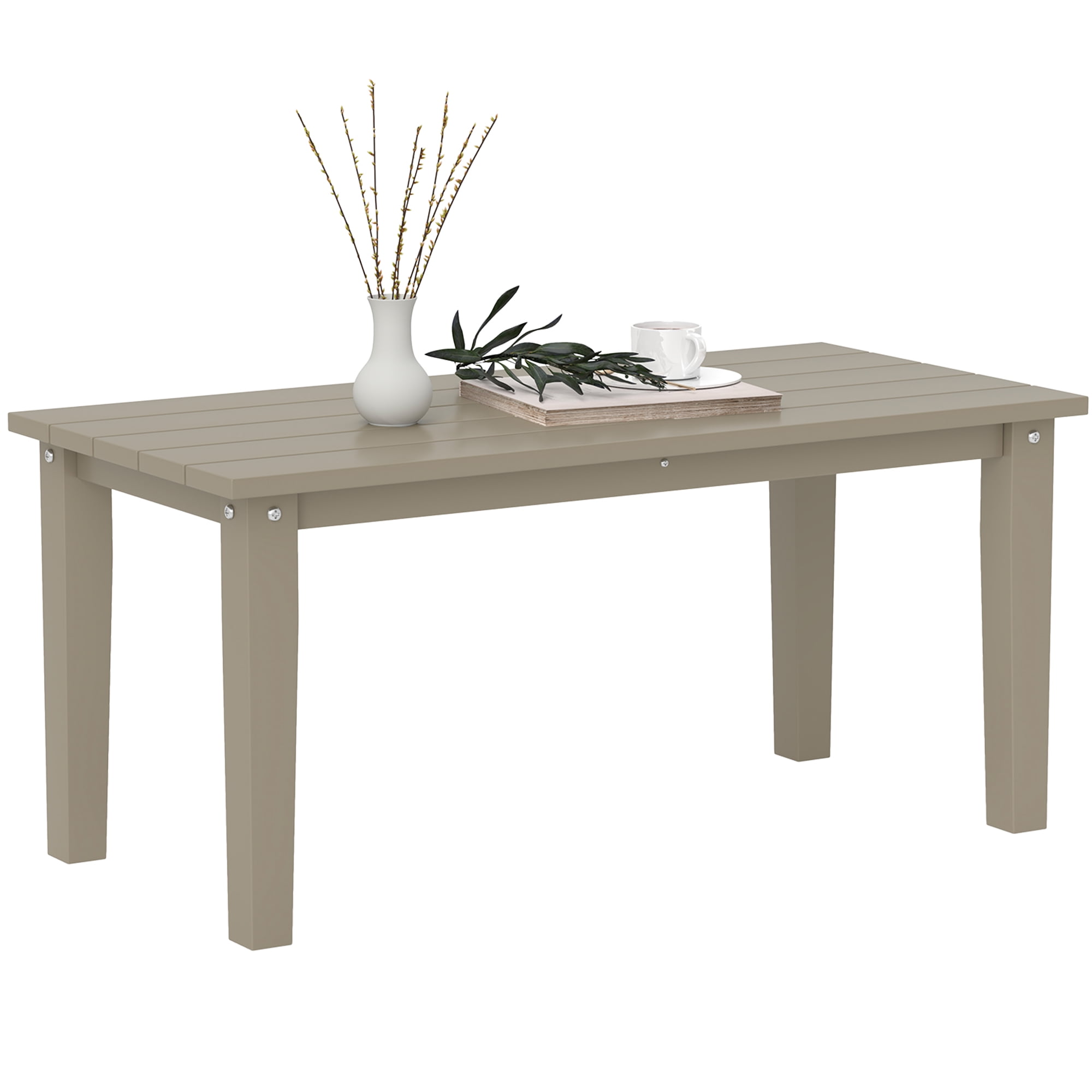 FCYNMF HDPE Outdoor Coffee Table, Rectangle Slatted Patio Table, All ...