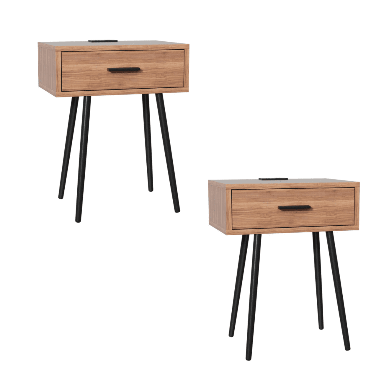 FCYNMF Nightstand with Charging Station, 2 Drawers Bedside Table with ...