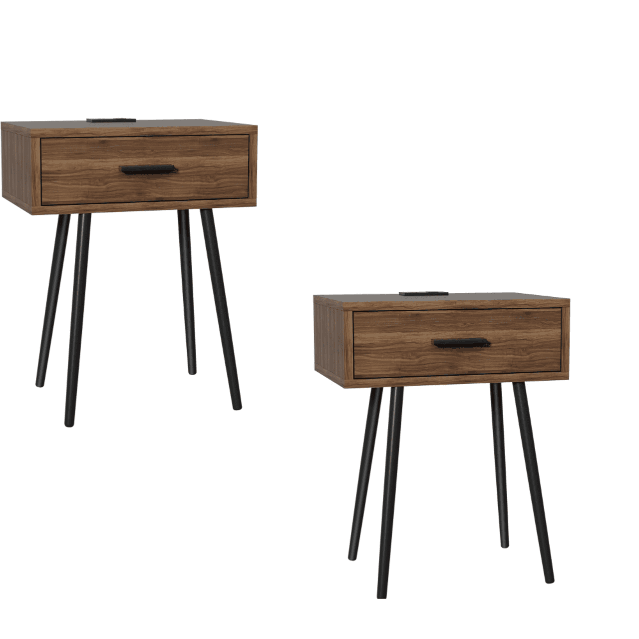 FCYNMF Nightstand with Charging Station, 2 Drawers Bedside Table with ...