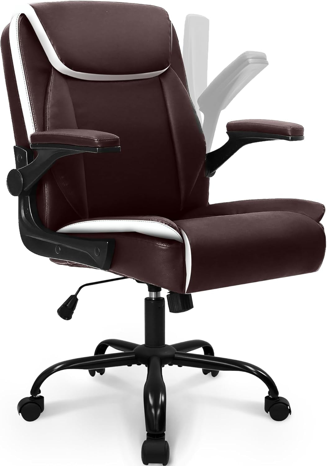 FCYNMF Office Desk Chair Executive Computer Ergonomic PU Leather Mid ...