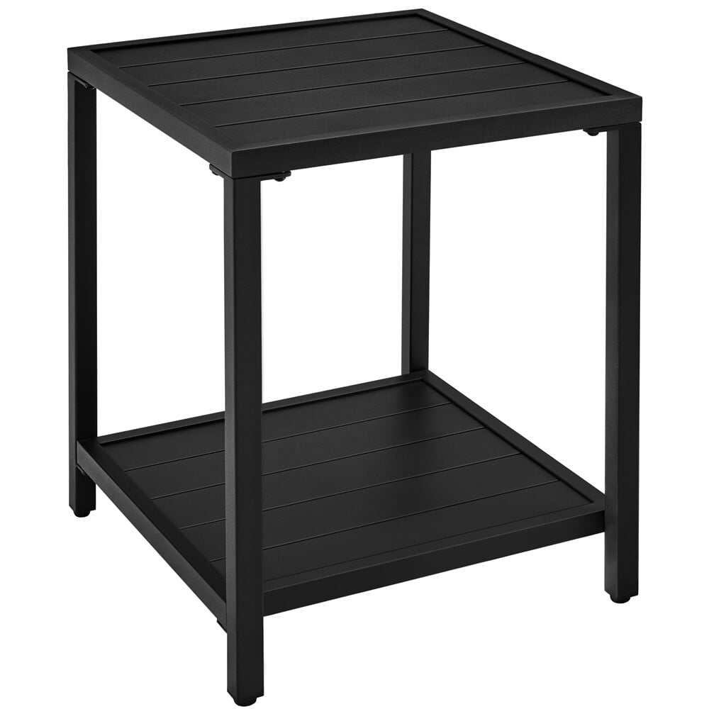 FCYNMF Outdoor Metal End Table, Square Patio Coffee Table with Bottom ...