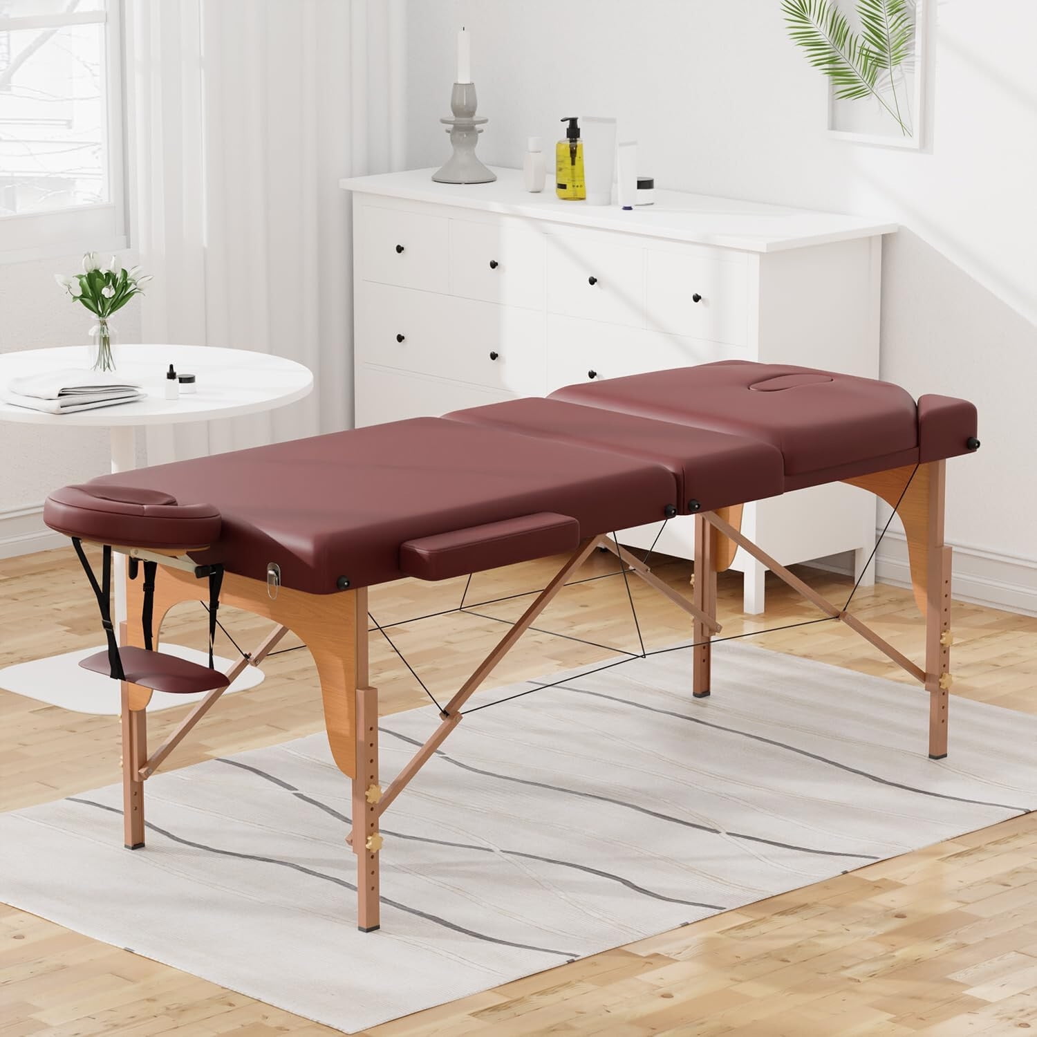 FCYNMF Portable Massage Table, 28" Wide Lash Bed, Height Adjustable, PU ...
