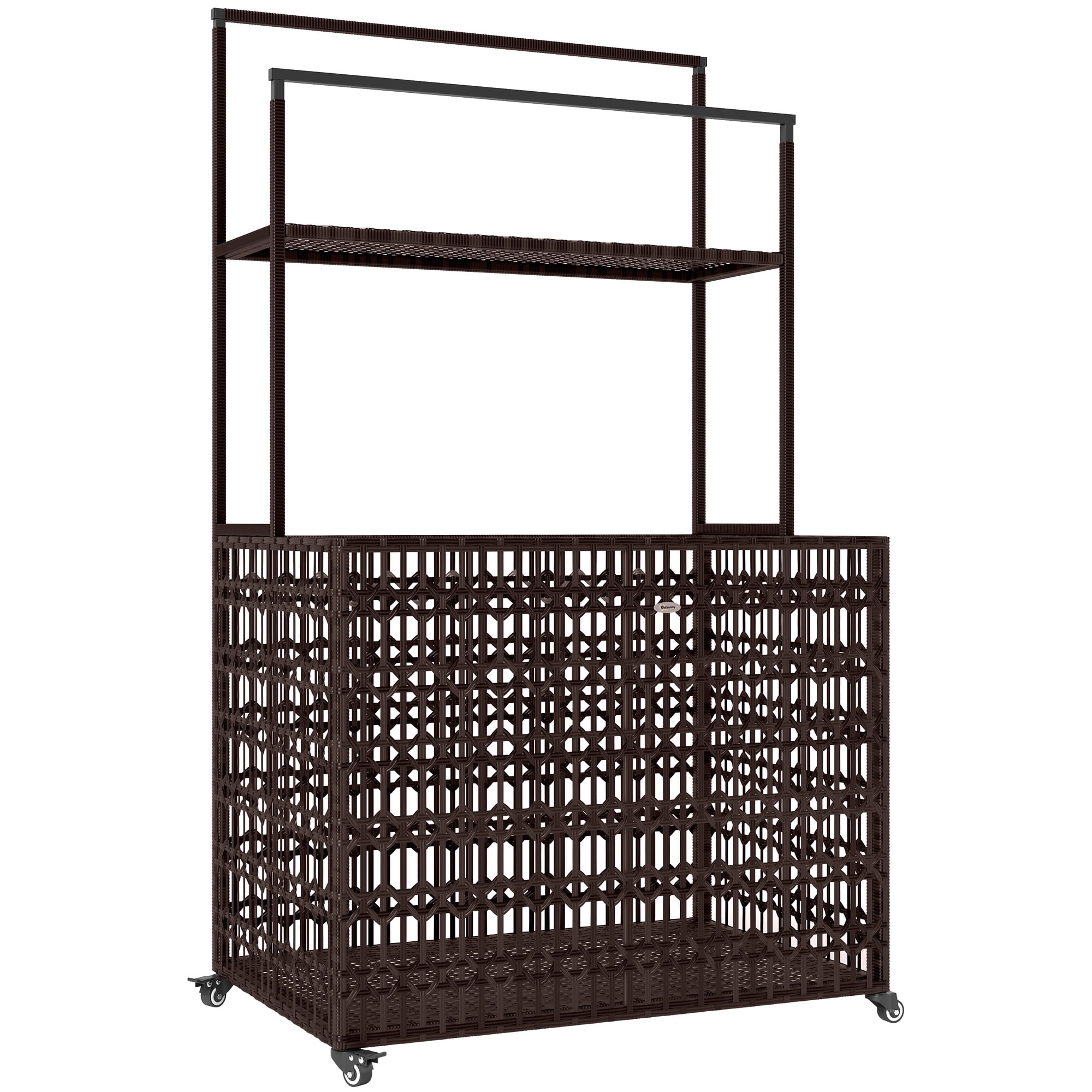 FCYNMF Rattan Pool Float Storage Rack with Shelf & Basket, Outdoor Pool ...