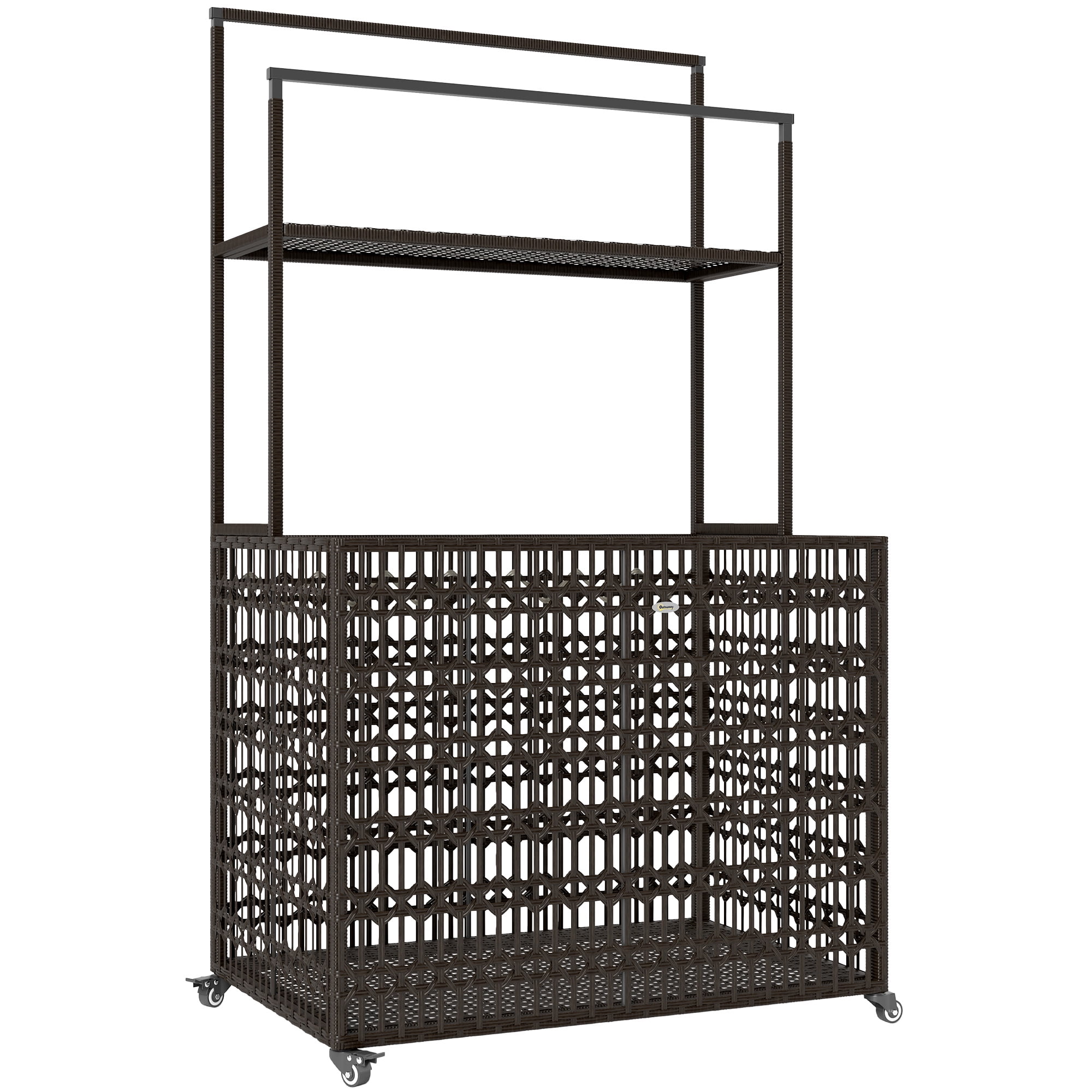 FCYNMF Rattan Pool Float Storage Rack with Shelf & Basket, Outdoor Pool ...