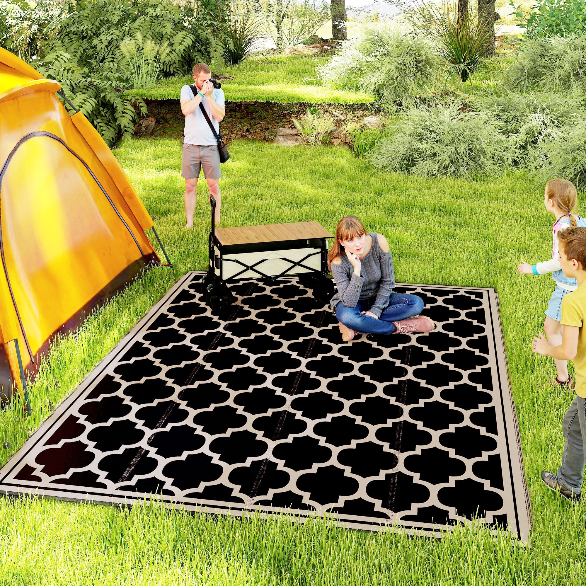 FCYNMF Reversible Outdoor RV Rug, Waterproof Floor Mat for Picnic ...