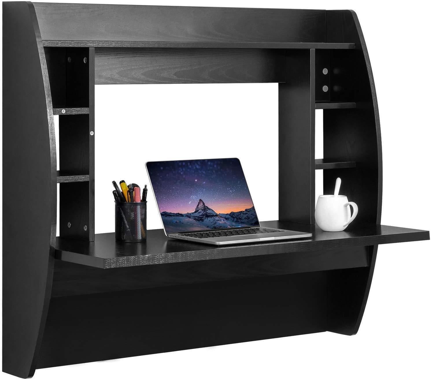 FCYNMF Wall Mounted Floating Computer Desk – Compact Home Office ...