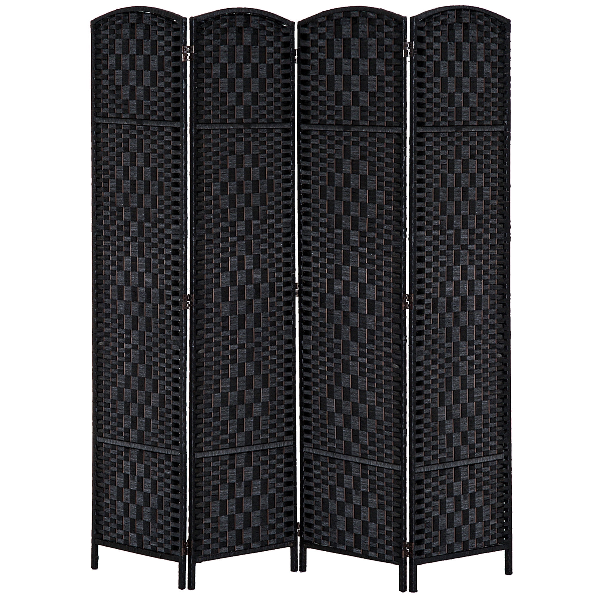 FCYNMF Wicker Folding Room Divider, 4-Panel Privacy Screen with Diamond ...