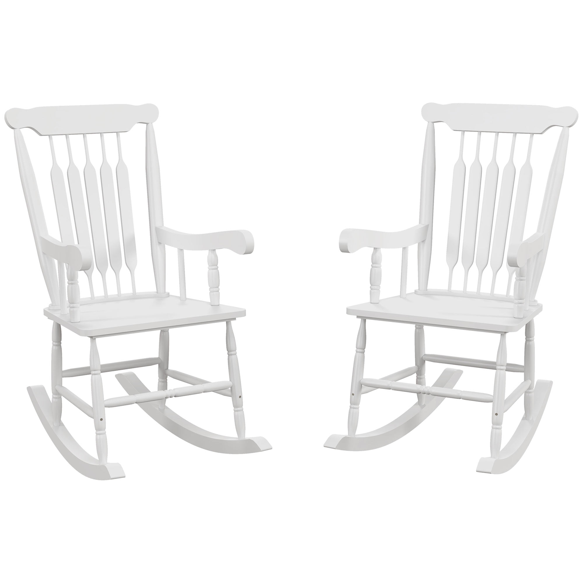 FCYNMF Wooden Rocking Chair, 350 lbs Capacity, Solid Poplar Rocker with ...