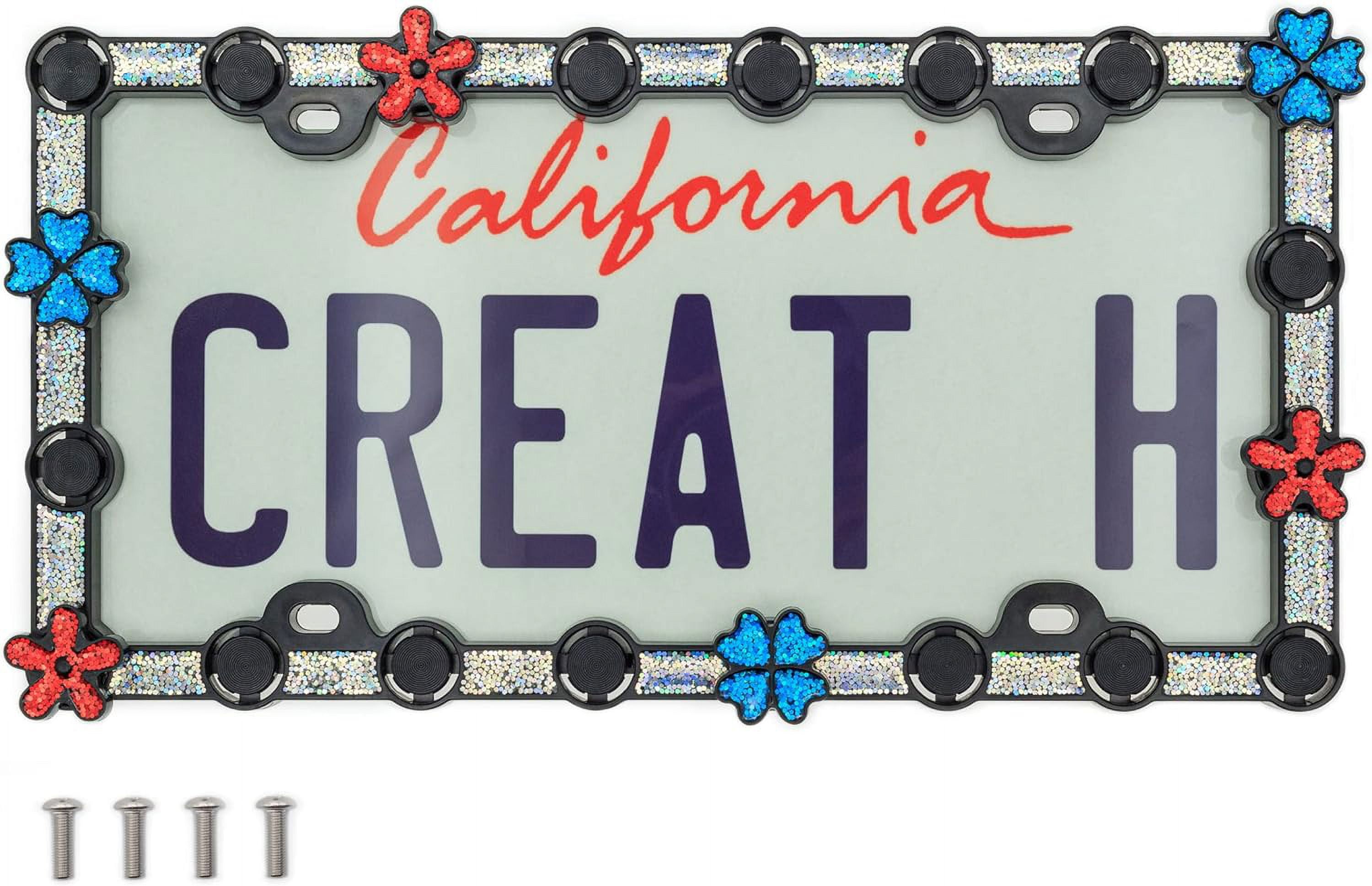FD&D Custom License Plate Frame,Starter Kit with Blue Daisy and Red ...