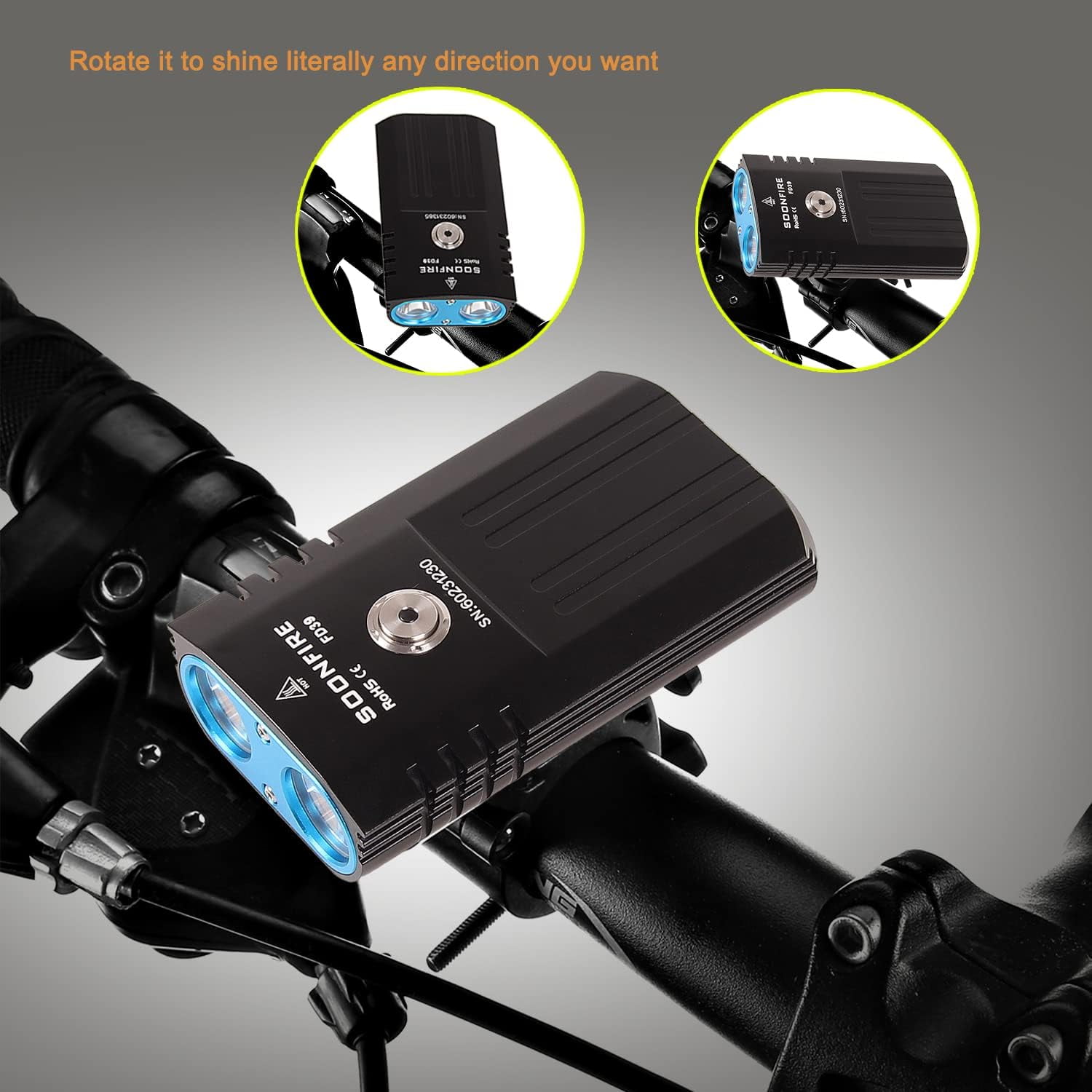 FD USB C Rechargeable Bike Headlight - Super Bright Bicycle Light with ...