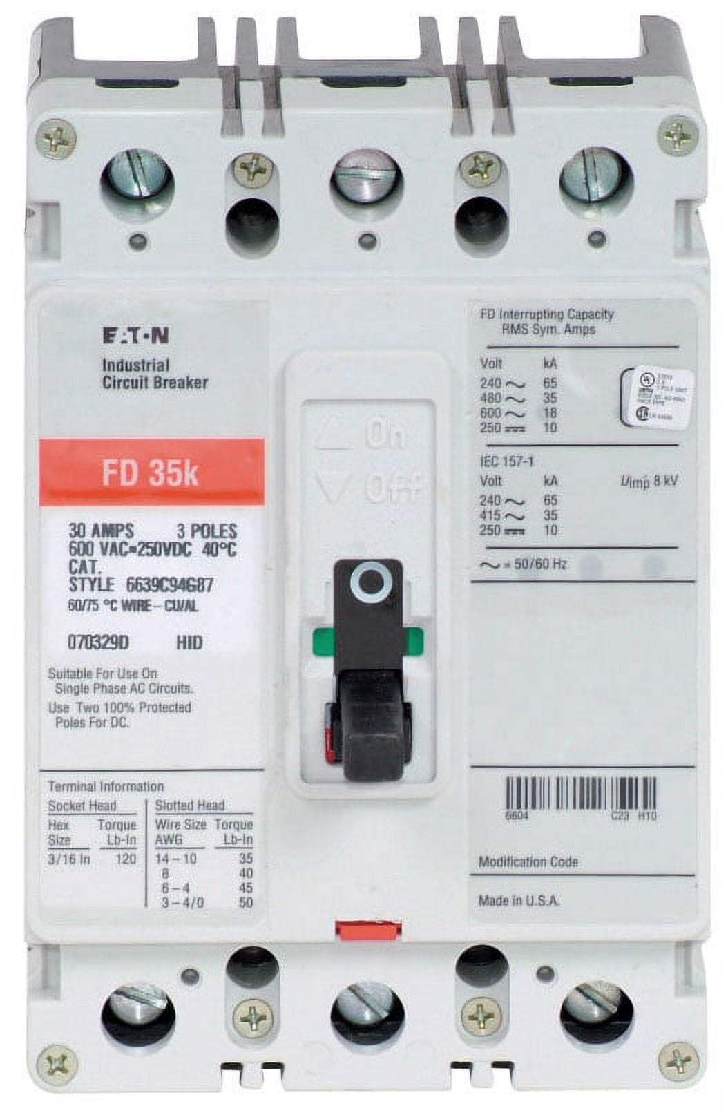 FD3125 125 amp 3 pole fd breaker load only terminals qty 1 - Walmart.com