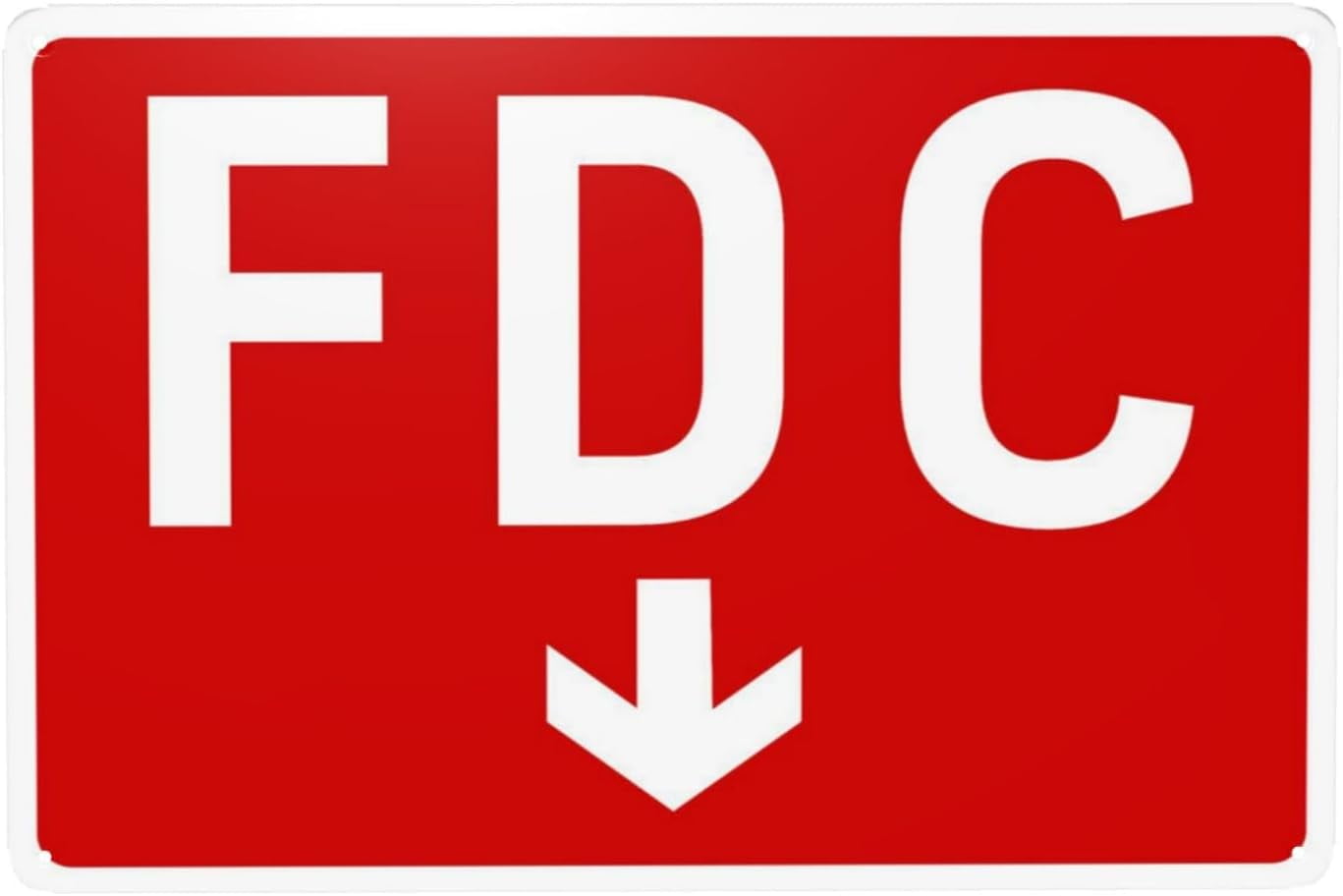 FDC Down Arrow Sign, Red Background Metal Warning Sign, Caution ...