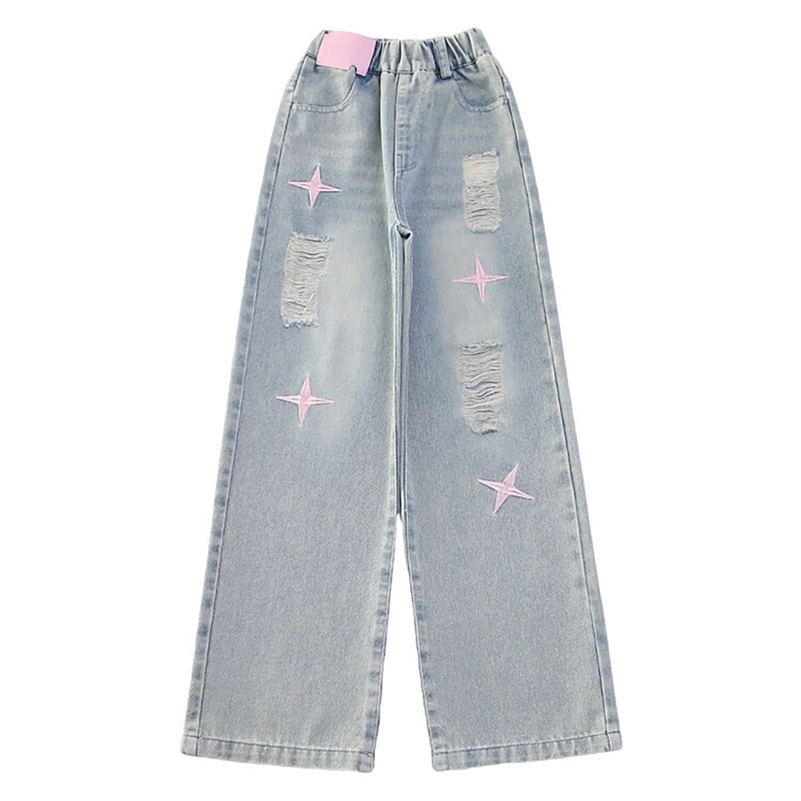 FDDMis Petite Wide Leg Jeans White Pants for Girls High Waisted Wide ...