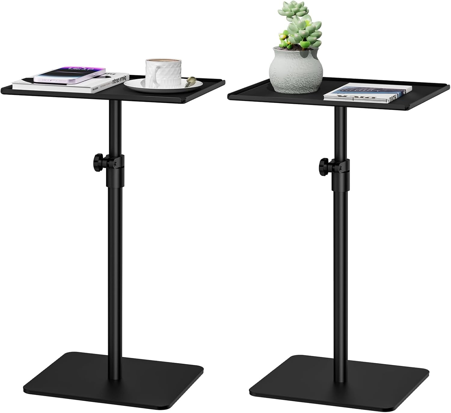FDDZC Drink Tables for Small Spaces, Metal Pedestal Side Table Set of 2 ...