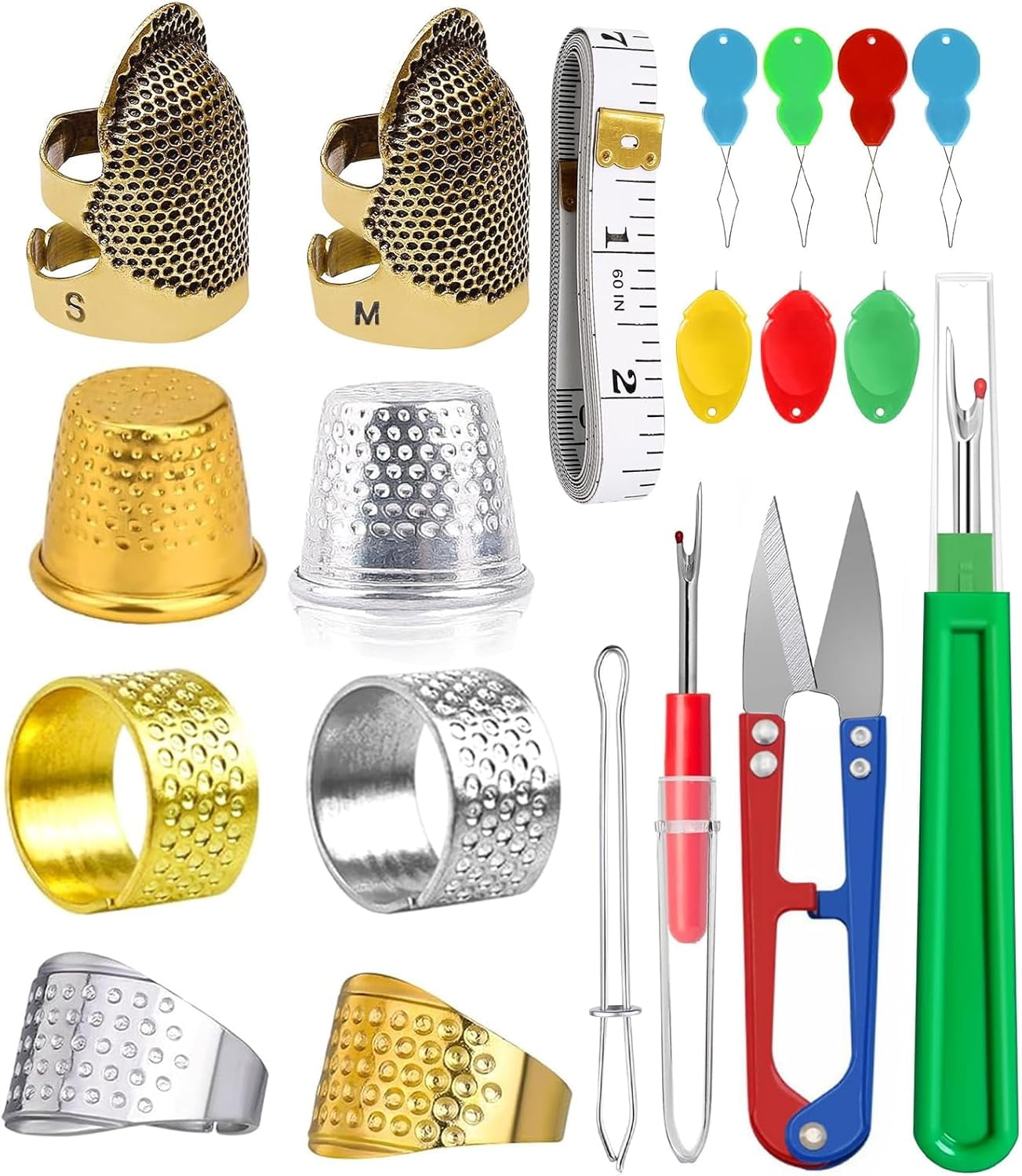 FDDZC Sewing Thimble Kit,thimbles for Hand Sewing，Needle threaders，Seam ...