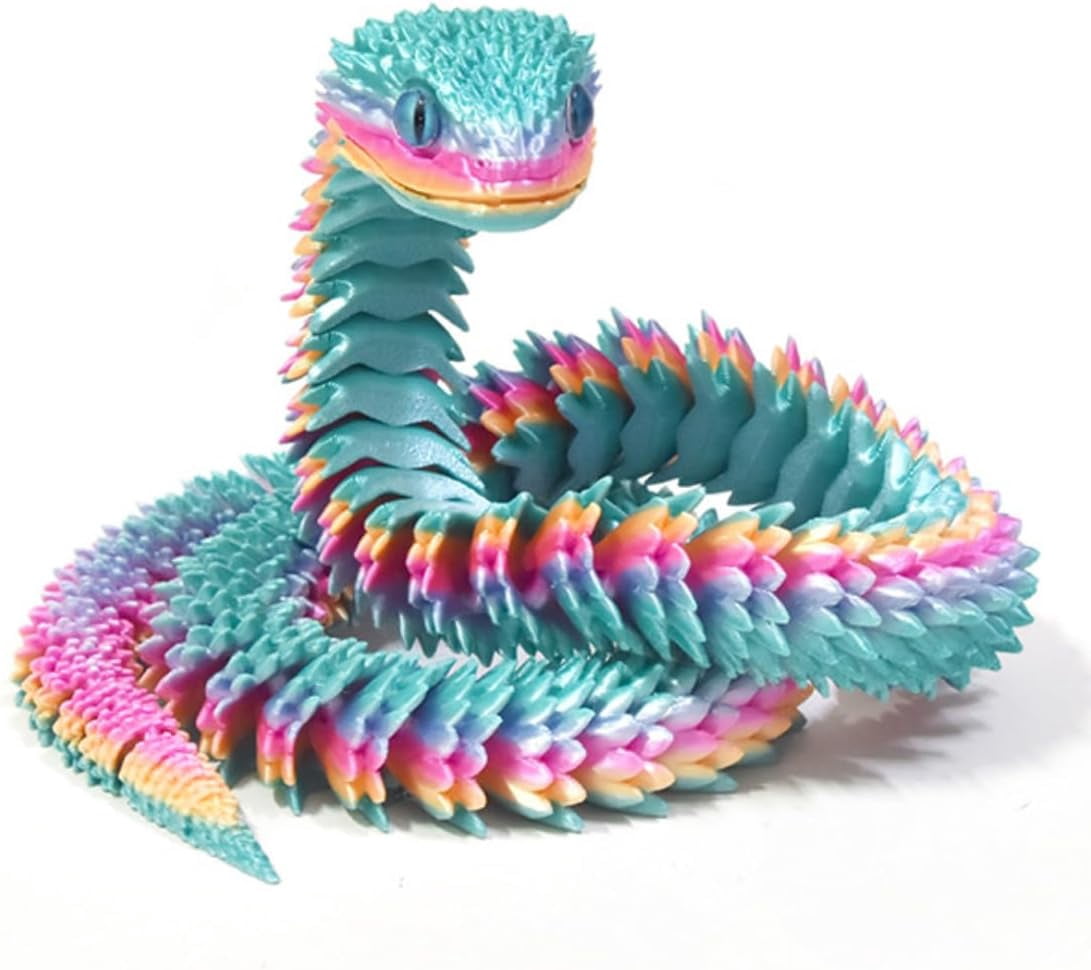 FDEEOM 12 in 3D Printed Snake Toys, Flexible 3D Printed Animal, Fidget ...