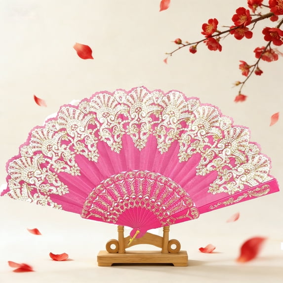 FDEEOM 6-Color Flower Folding Fan, Chinese Retro Fan, Handheld Wedding ...