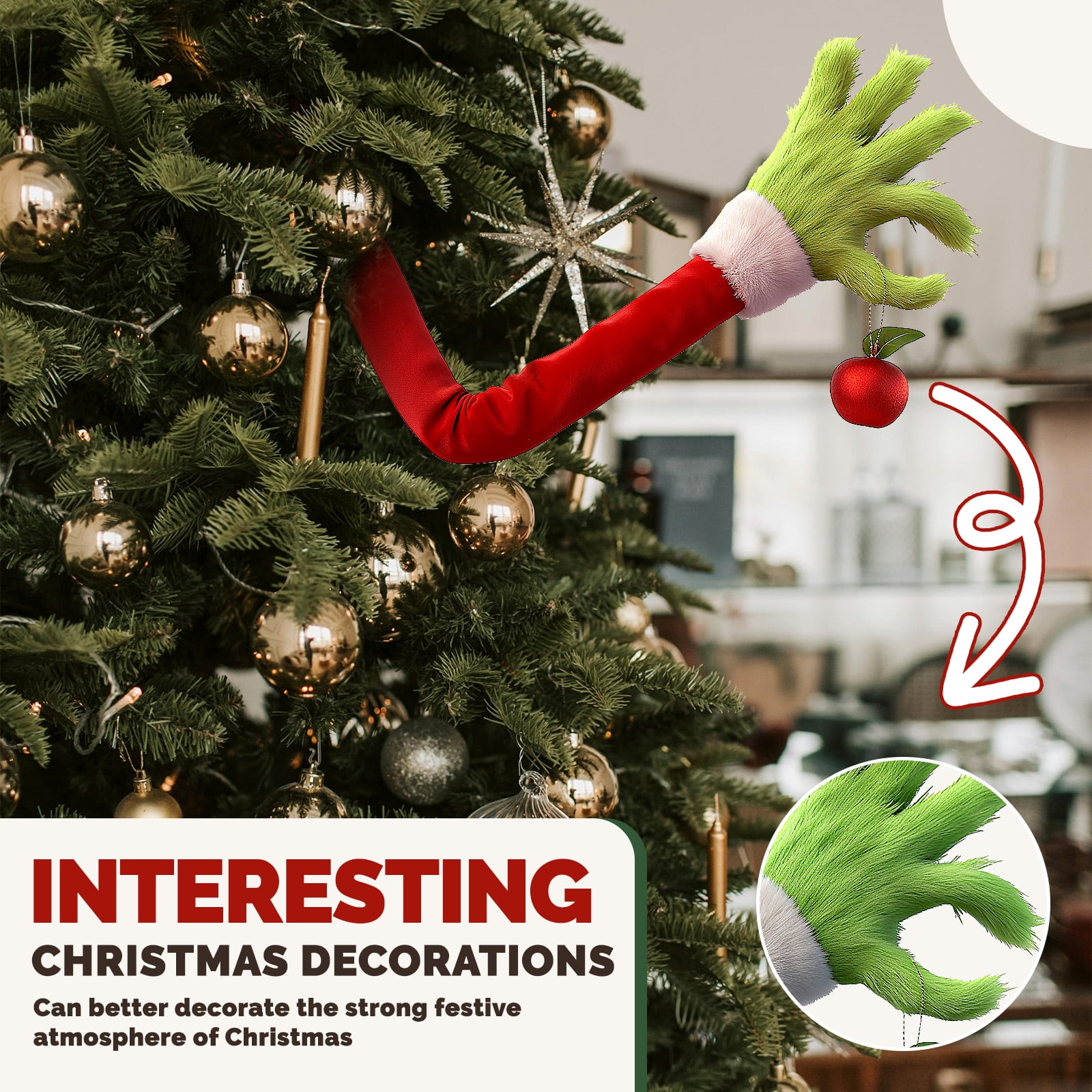 FDEEOM Grinch Christmas Decorations Elf Body Tree Decorations, Elf Arms ...
