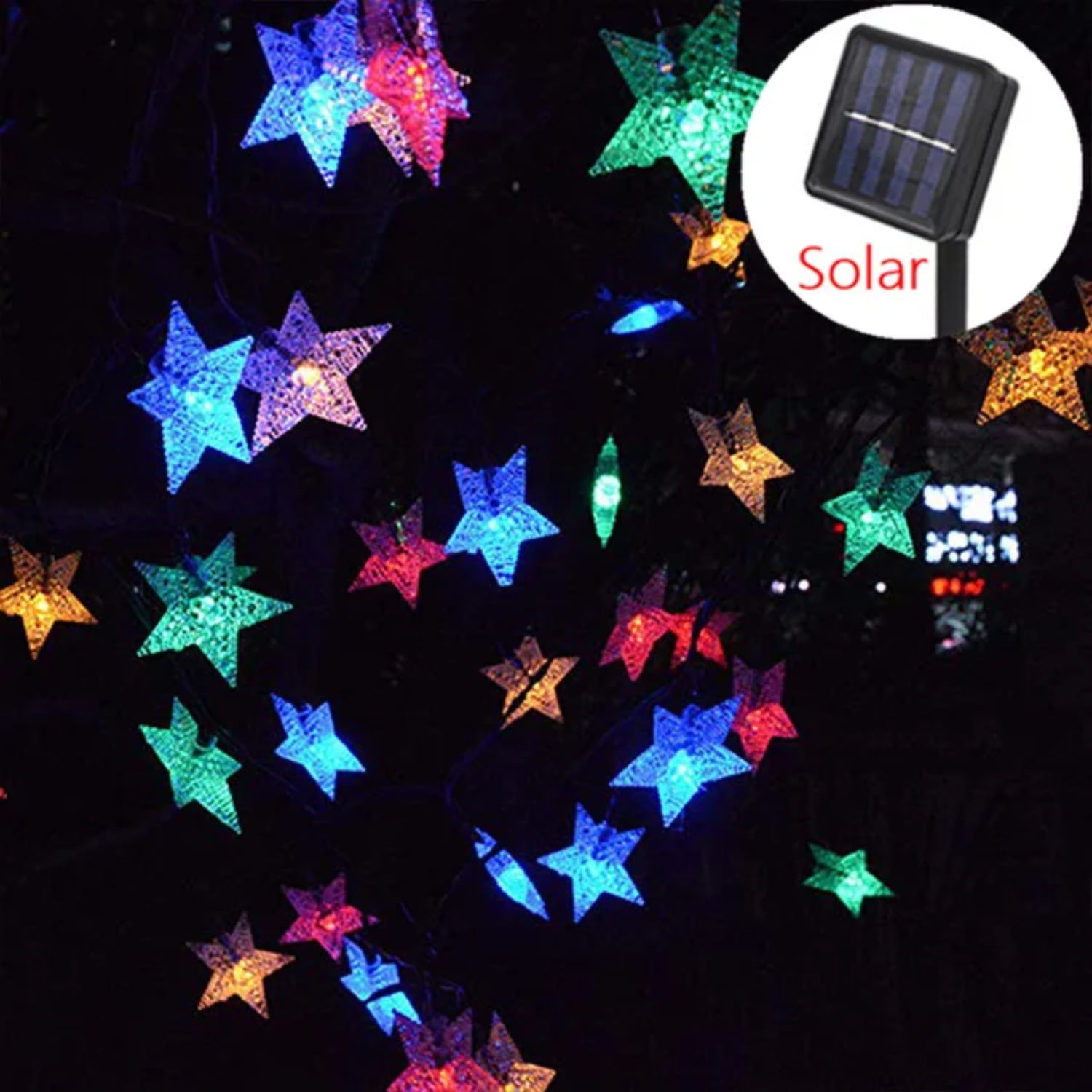 FDENGHU Solar Star String Lights Outdoor Waterproof Solar Powered Fairy ...