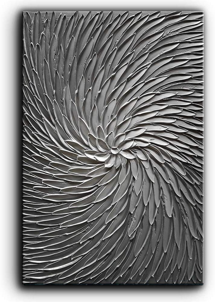 FDFW - 3D Abstract Art Oil Patgs on Canvas Texture Silver Gray Color ...