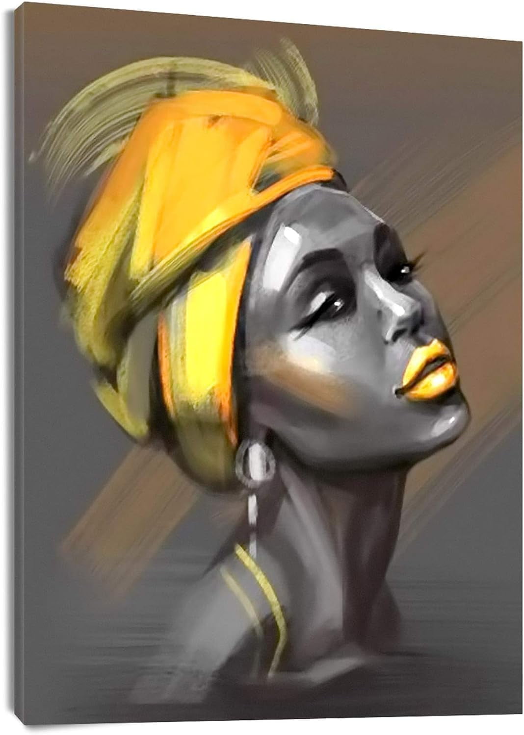 FDFW African American Women Canvas Wall Art Black Woman Yellow Hair Beauty Abstract Patg Canvas ...