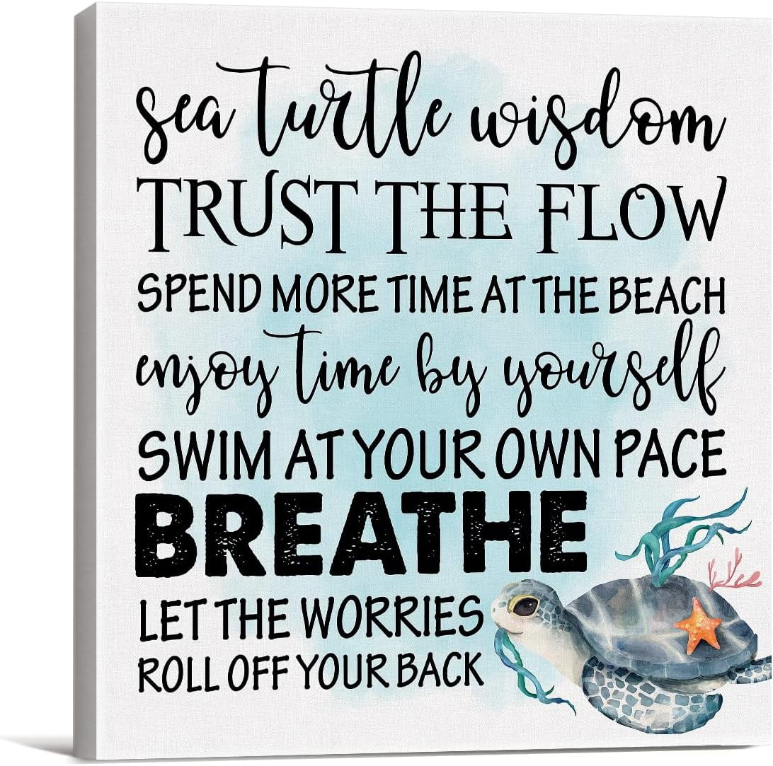 FDFW Beach Sea Turtle Canvas Prints Wall Art Decor Sea Turtle Quote ...