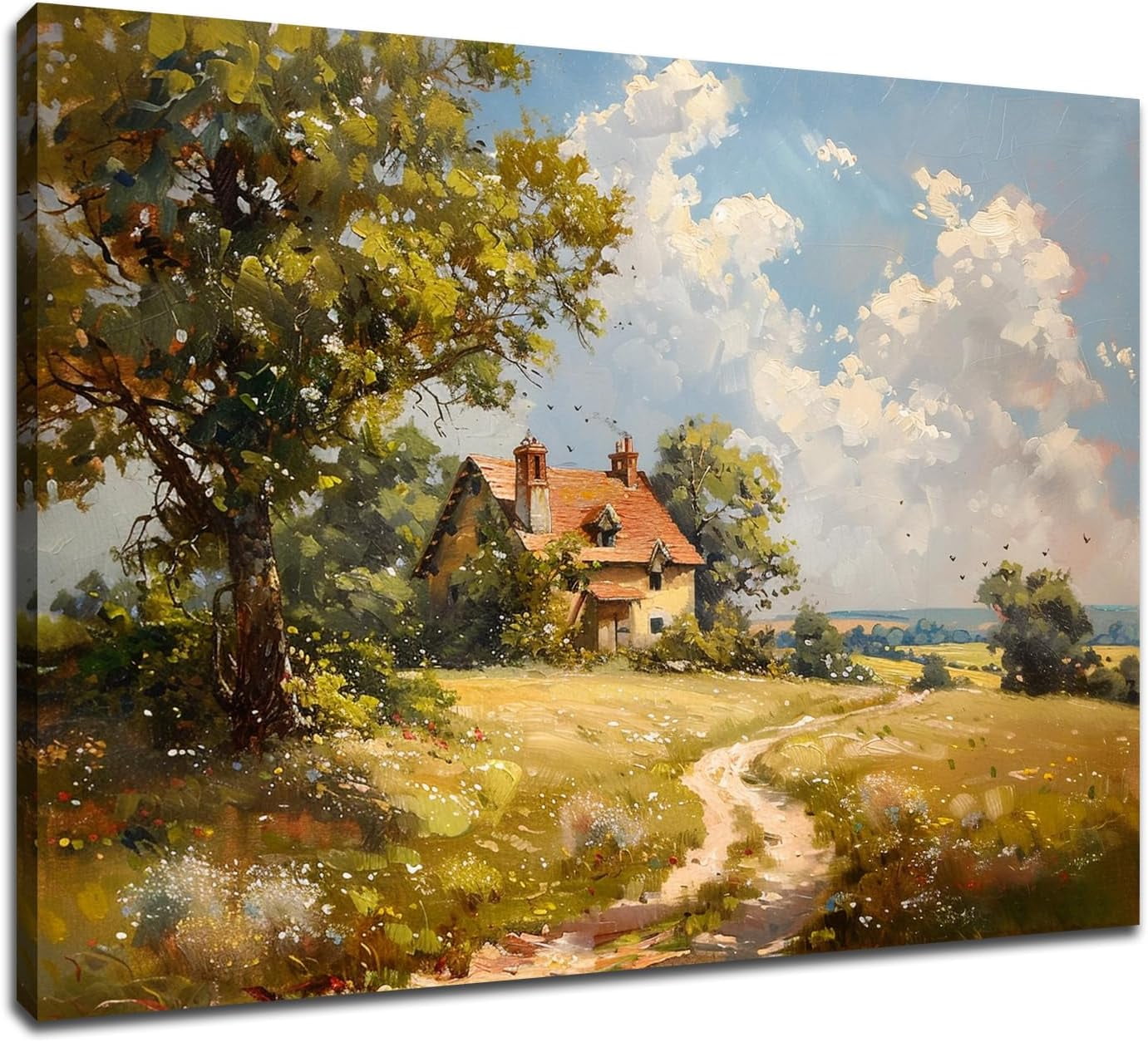 FDFW Bedroom Wall Art Vtage Countryside Canvas Patg Prt Forest Field ...