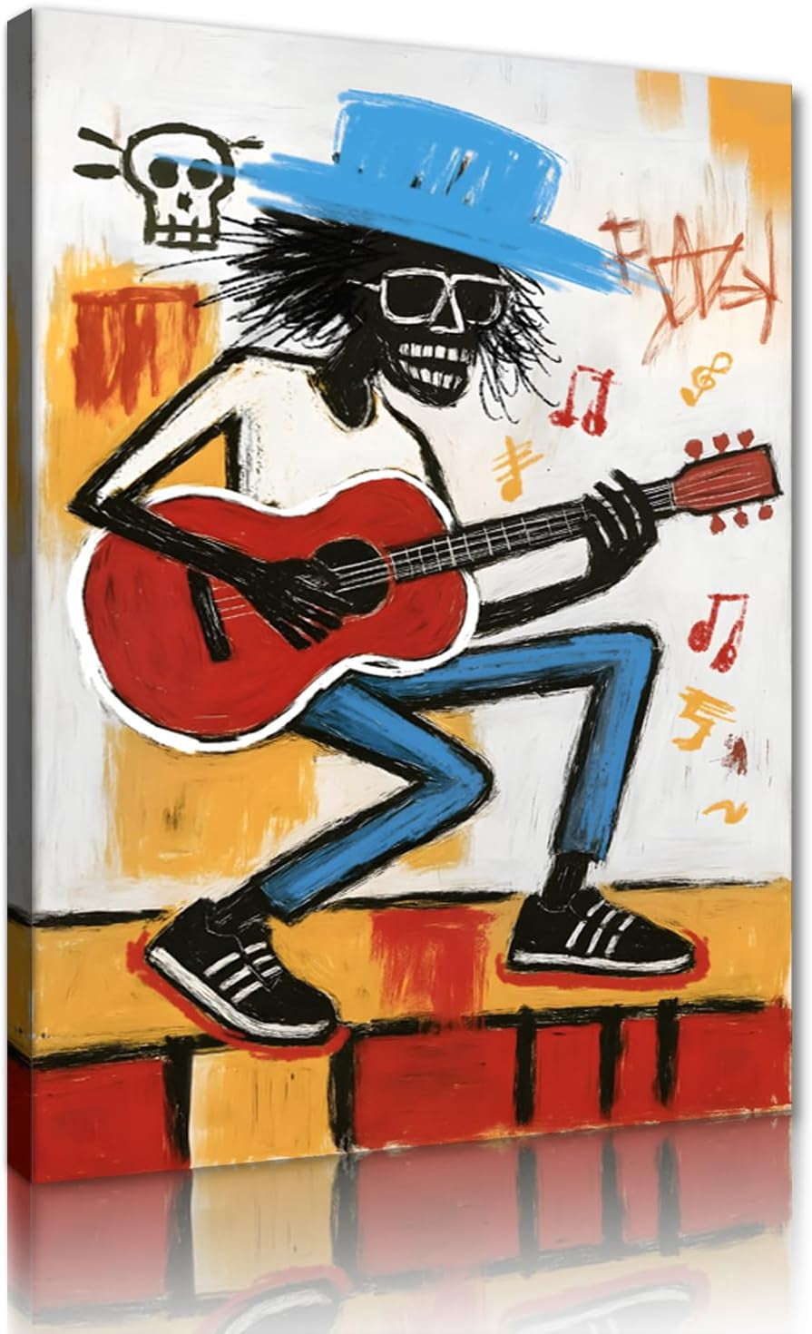FDFW Black Man Play Guitar Canvas Wall Art Street Art Abstract Poster ...