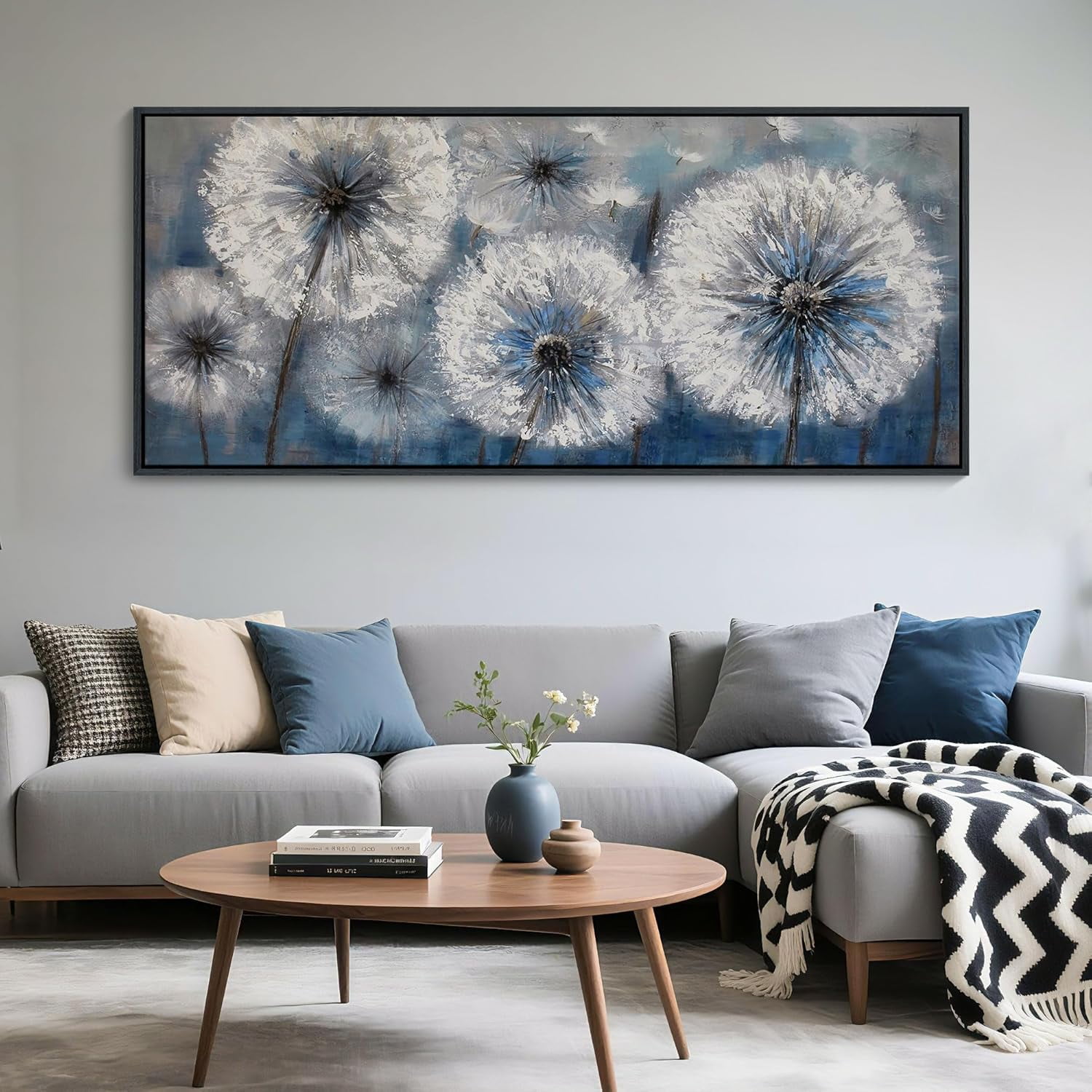 FDFW Blue Dandelion Canvas Wall Art Print Picture for Living Room Large ...