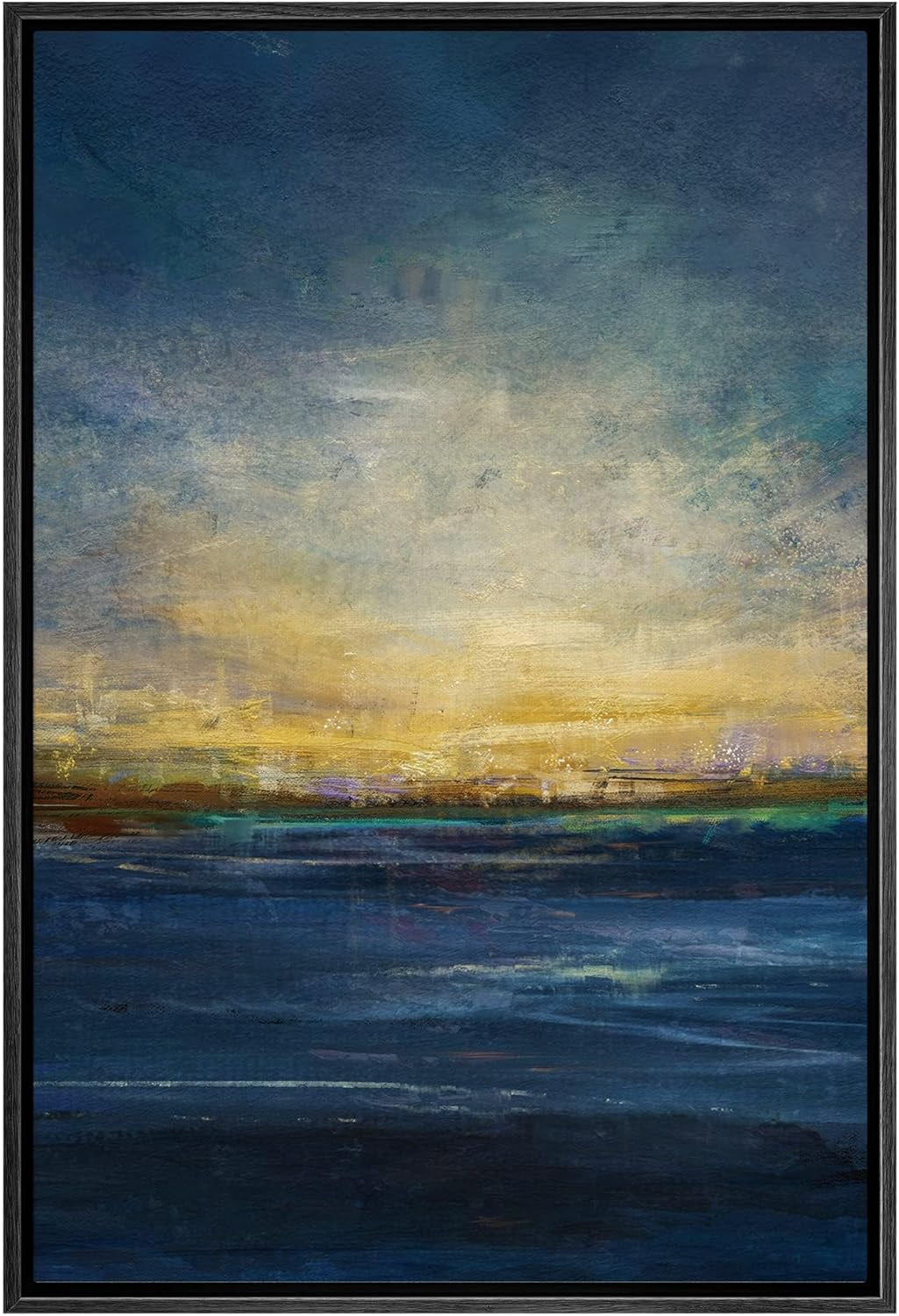 FDFW Canvas Print Wall Art Navy Blue Ocean Sea Horizon Sunset ...