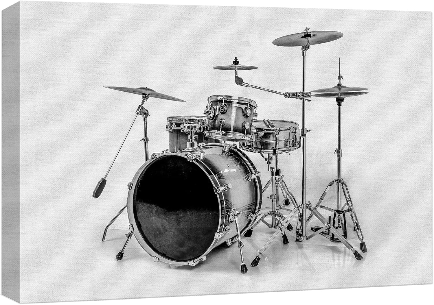 FDFW Canvas Prt Wall Art Black & White Chrome Drum Set Music struments ...