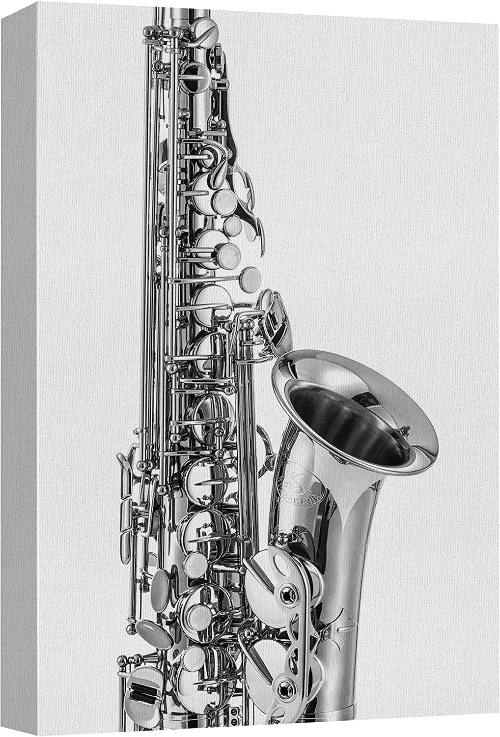 FDFW Canvas Prt Wall Art Black & White Chrome Saxophone Close Up Music ...