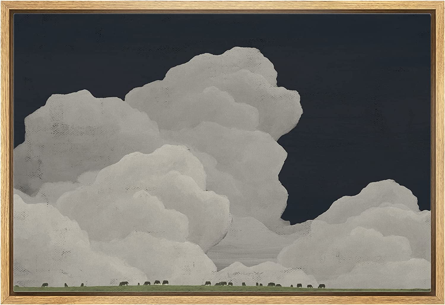 FDFW Canvas Prt Wall Art Gray Clouds at Night Over Grazg Cows Nature ...