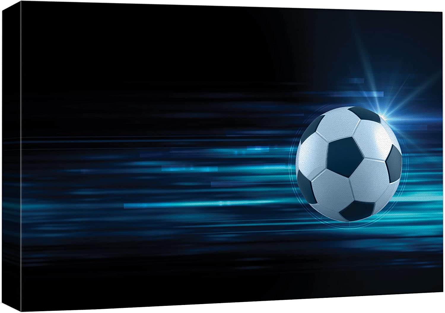 FDFW Canvas Prt Wall Art Soccer Ball on Blue Abstract Background Sports ...