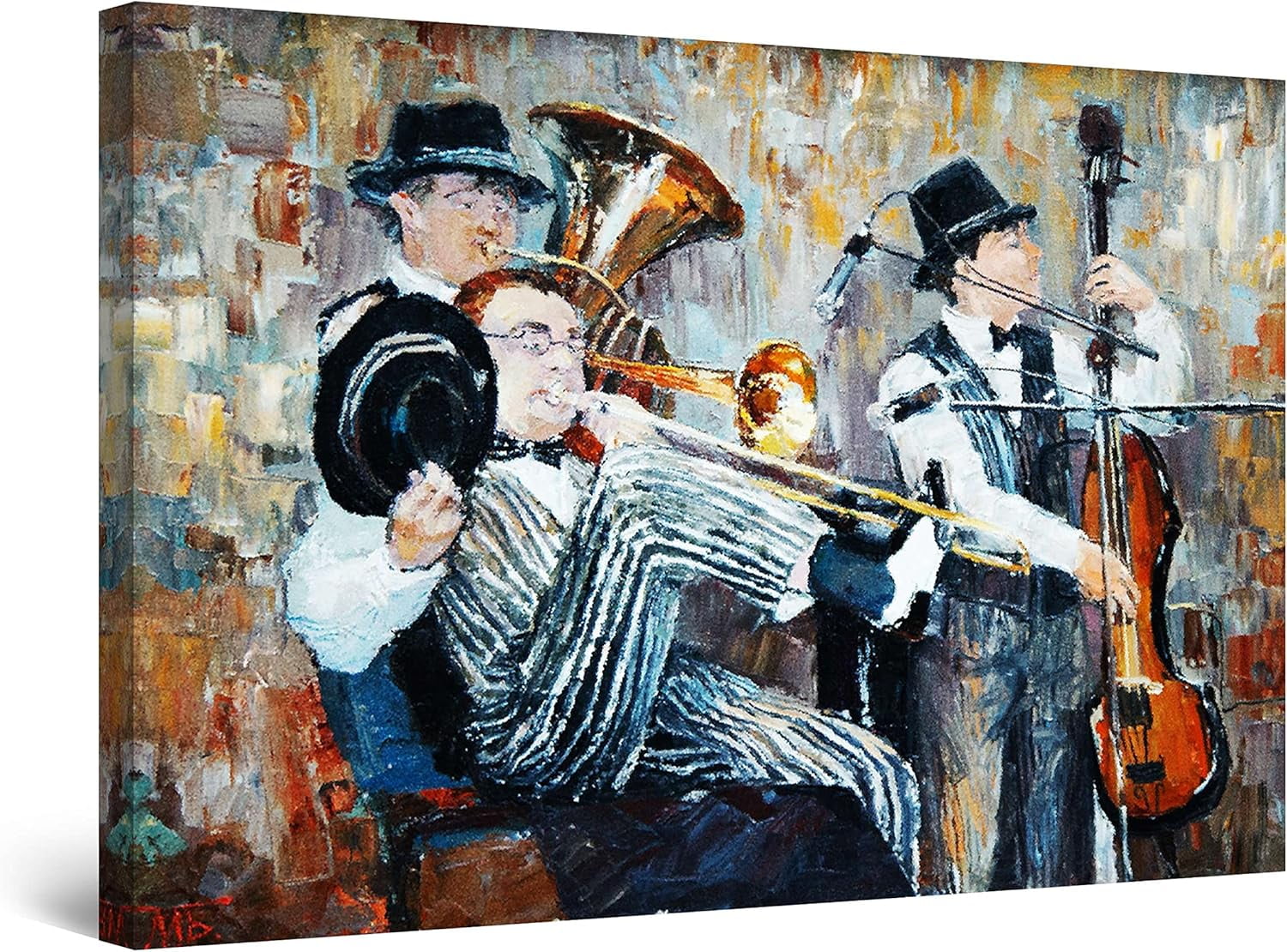 FDFW Canvas Wall Art Decor Abstract Music Jazz Orchestra Stretched Prt ...