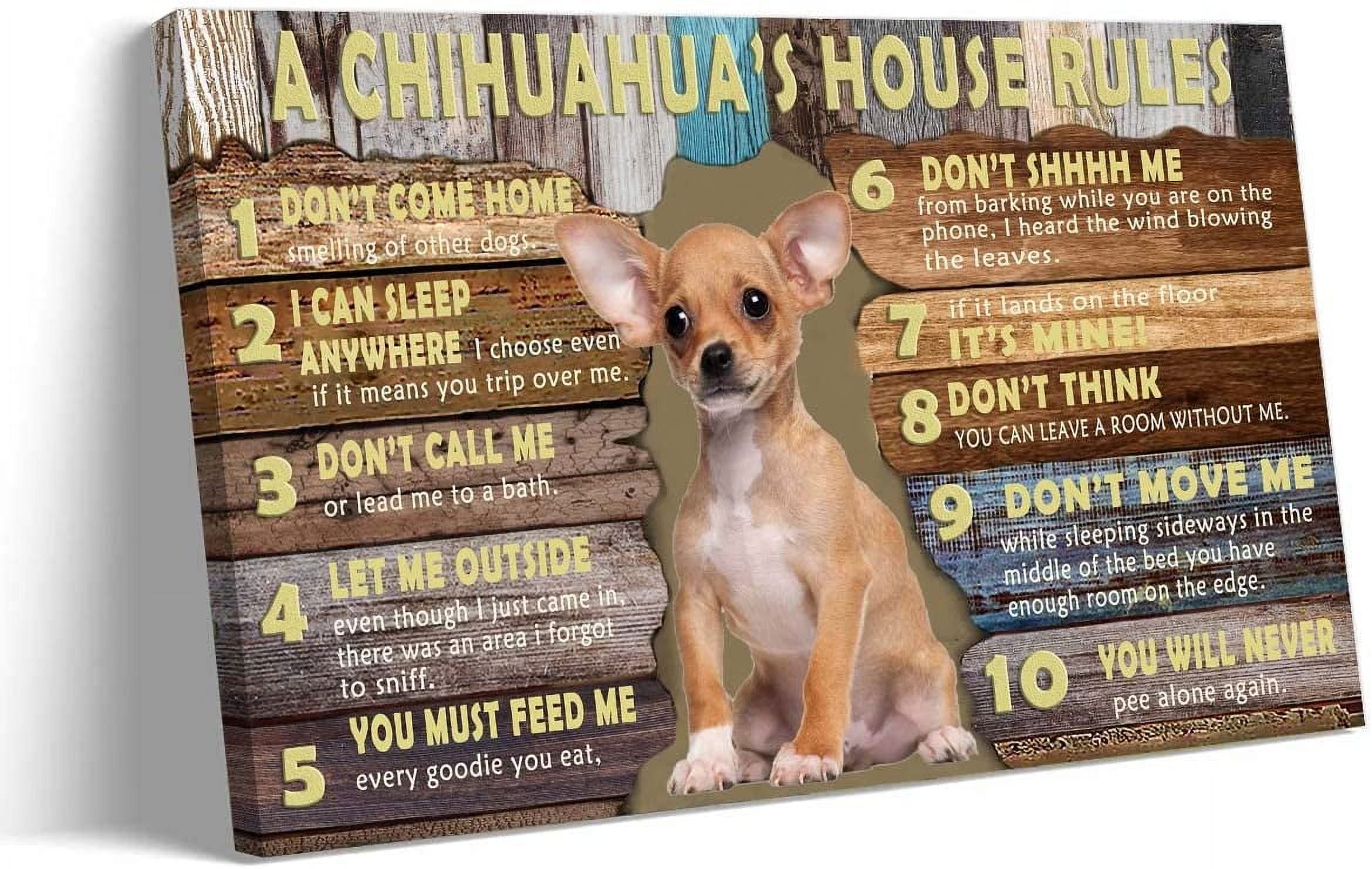 FDFW Chihuahua Wall Art House Rules Poster Quotes Wall Art Dog Poster ...