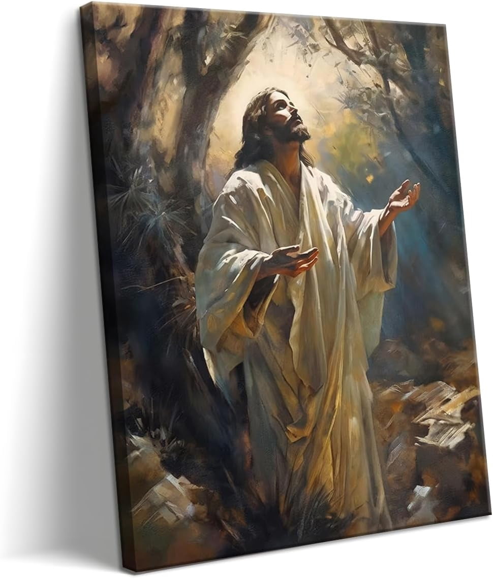 FDFW Christian Jesus Canvas Wall ArtJesus Prays Gethsemane Poster Prt ...