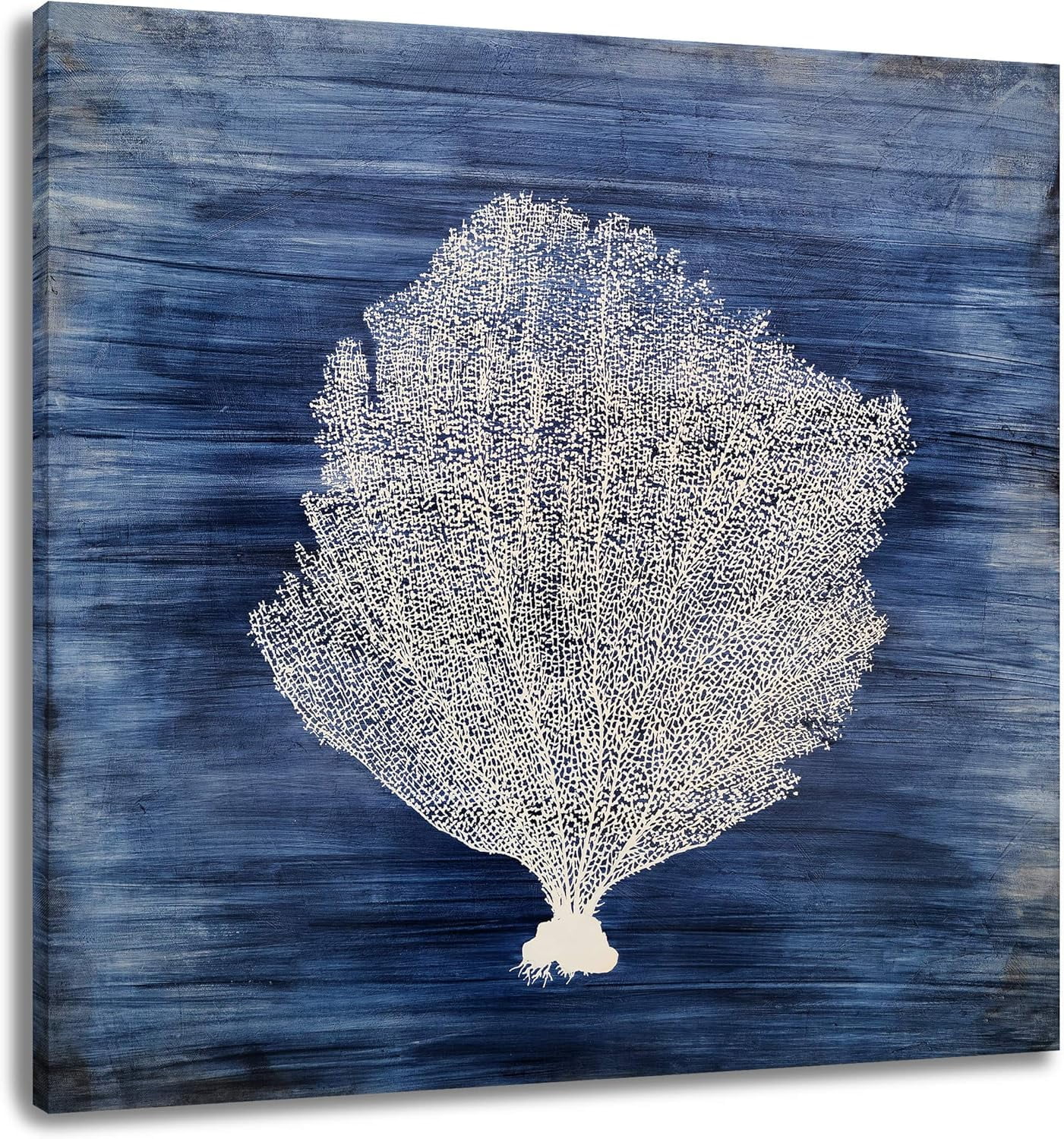 FDFW Coastal Wall Art Hand Pated Navy Blue and White Tree Pictures ...