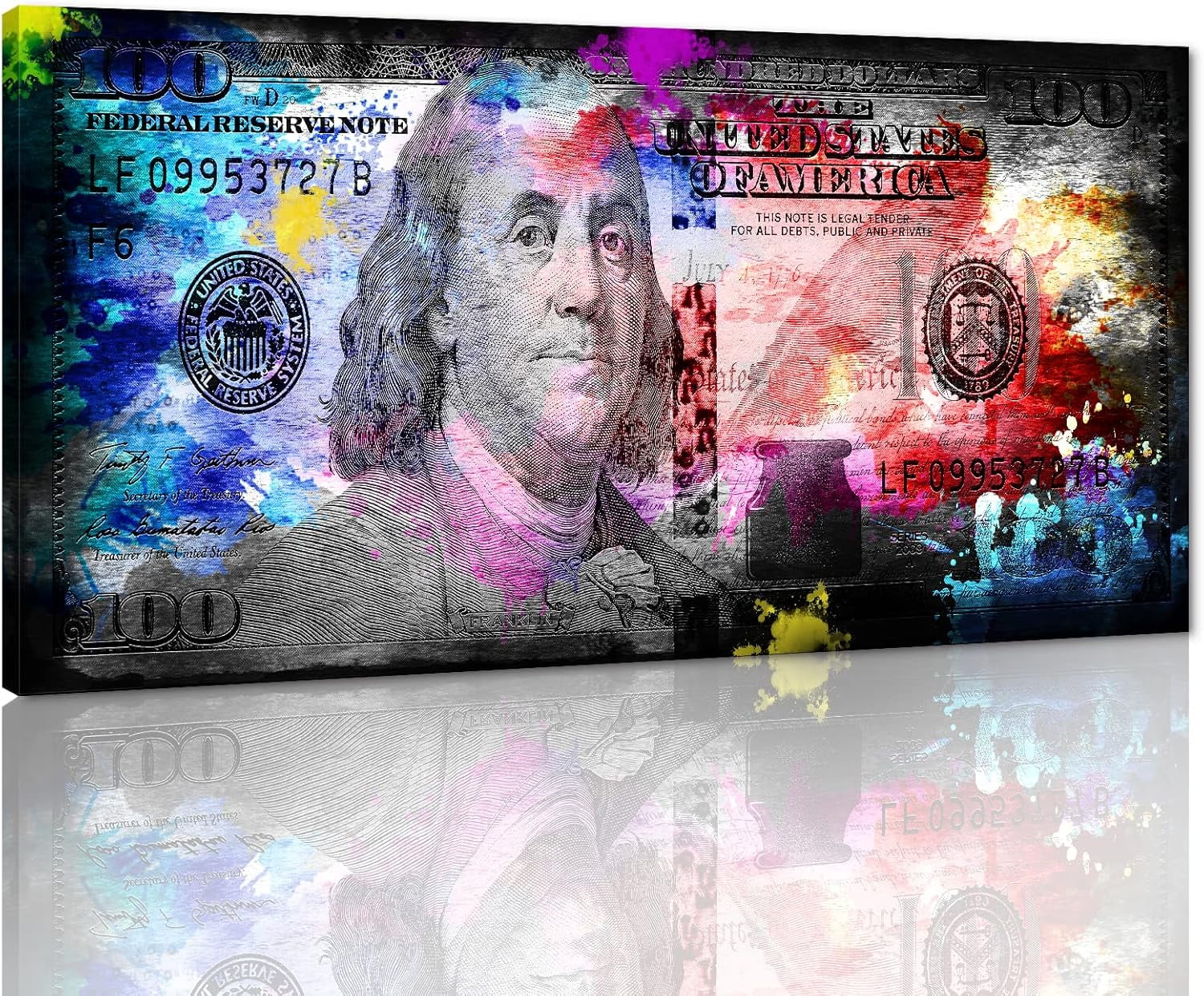 FDFW Colorful 100 Dollars Bill Wall Art Canvas Pantgs spirational Wall ...