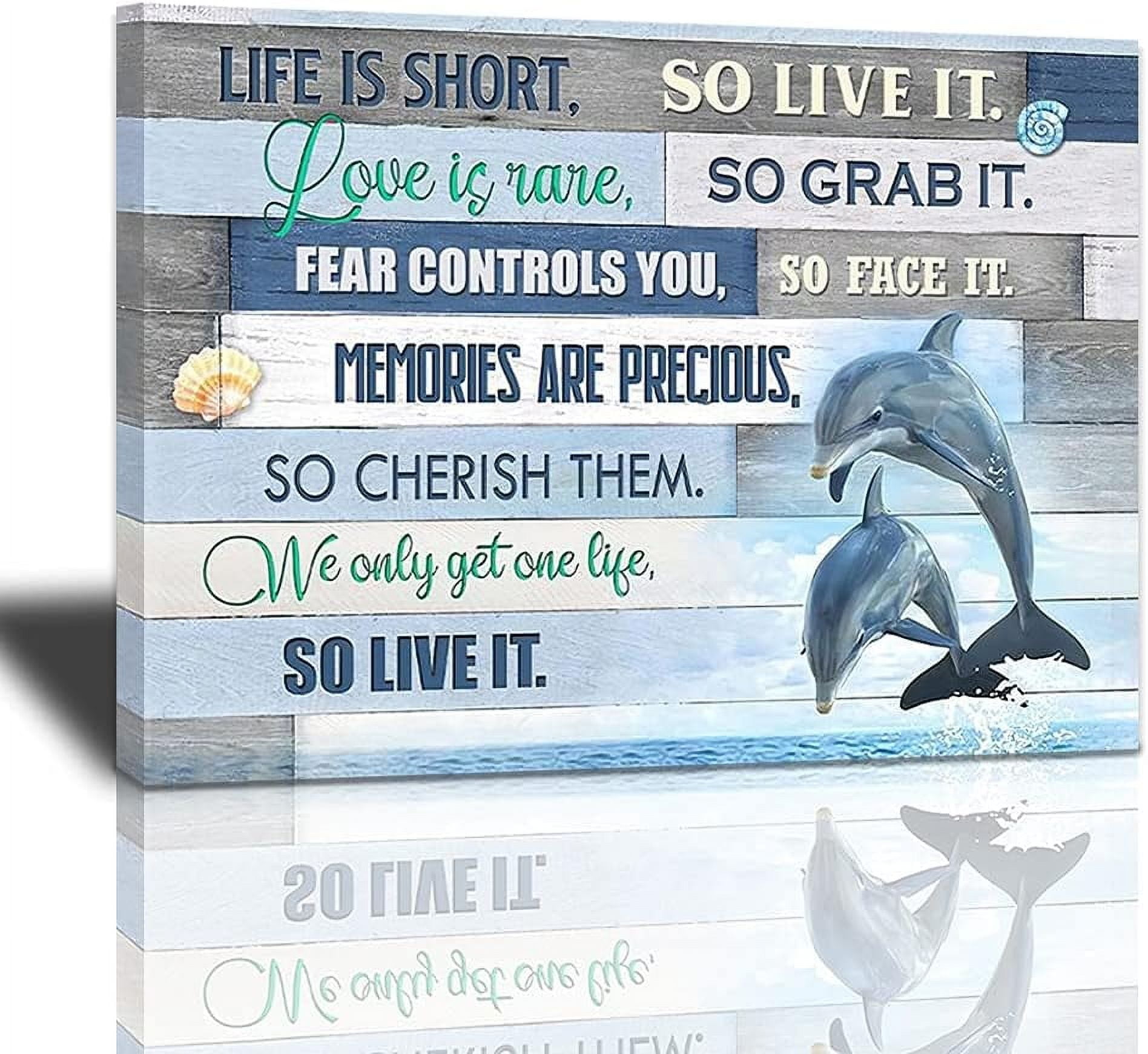 FDFW Dolphs Bathroom Decor Wall Art Beach Shell Themed Blue Ocean ...