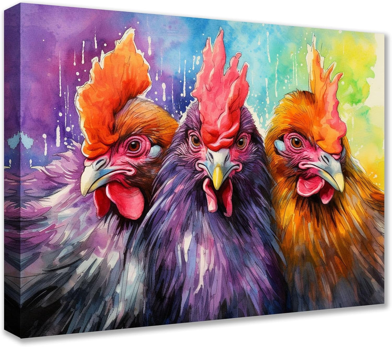 FDFW Farm Animals Farmhouse Wall Art Rooster Print Painting Chicken ...