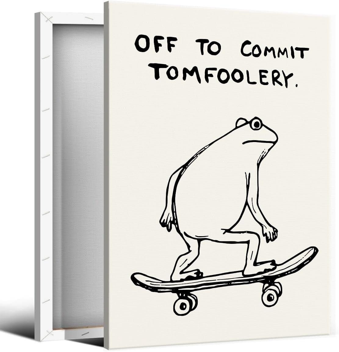 FDFW Frog Poster, Funny Quote Off To Commit Tomfoolery Canvas Wall Art ...