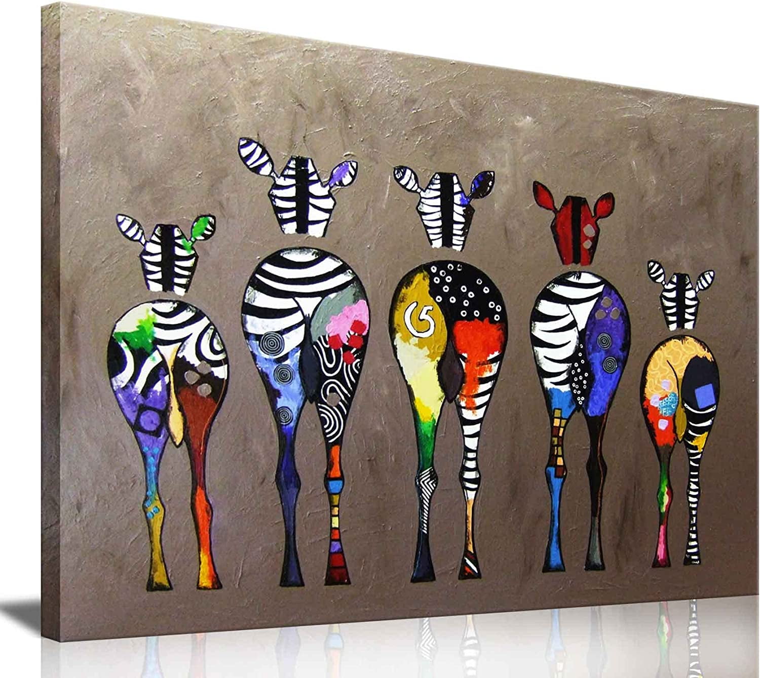 FDFW Funny Zebra Bathroom Wall Art Colorful Cute Animals Bedroom ...