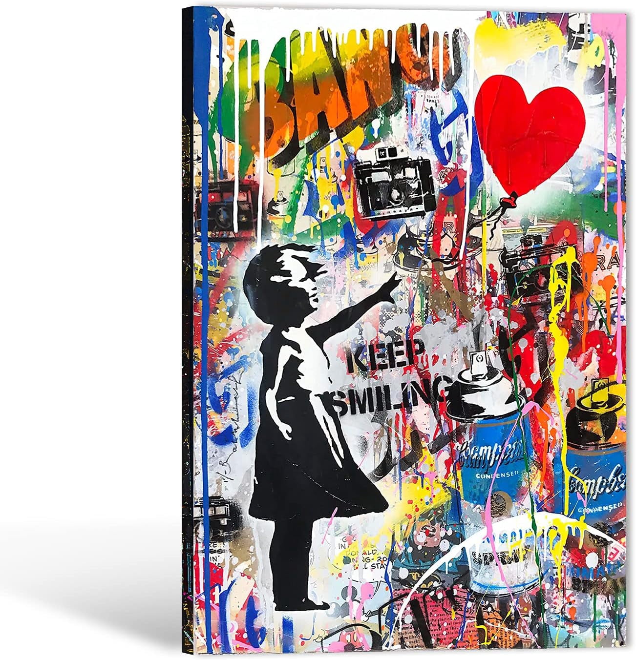 FDFW Graffiti Canvas Wall Art Graffiti Wall Art, Colorful Balloon Girl ...