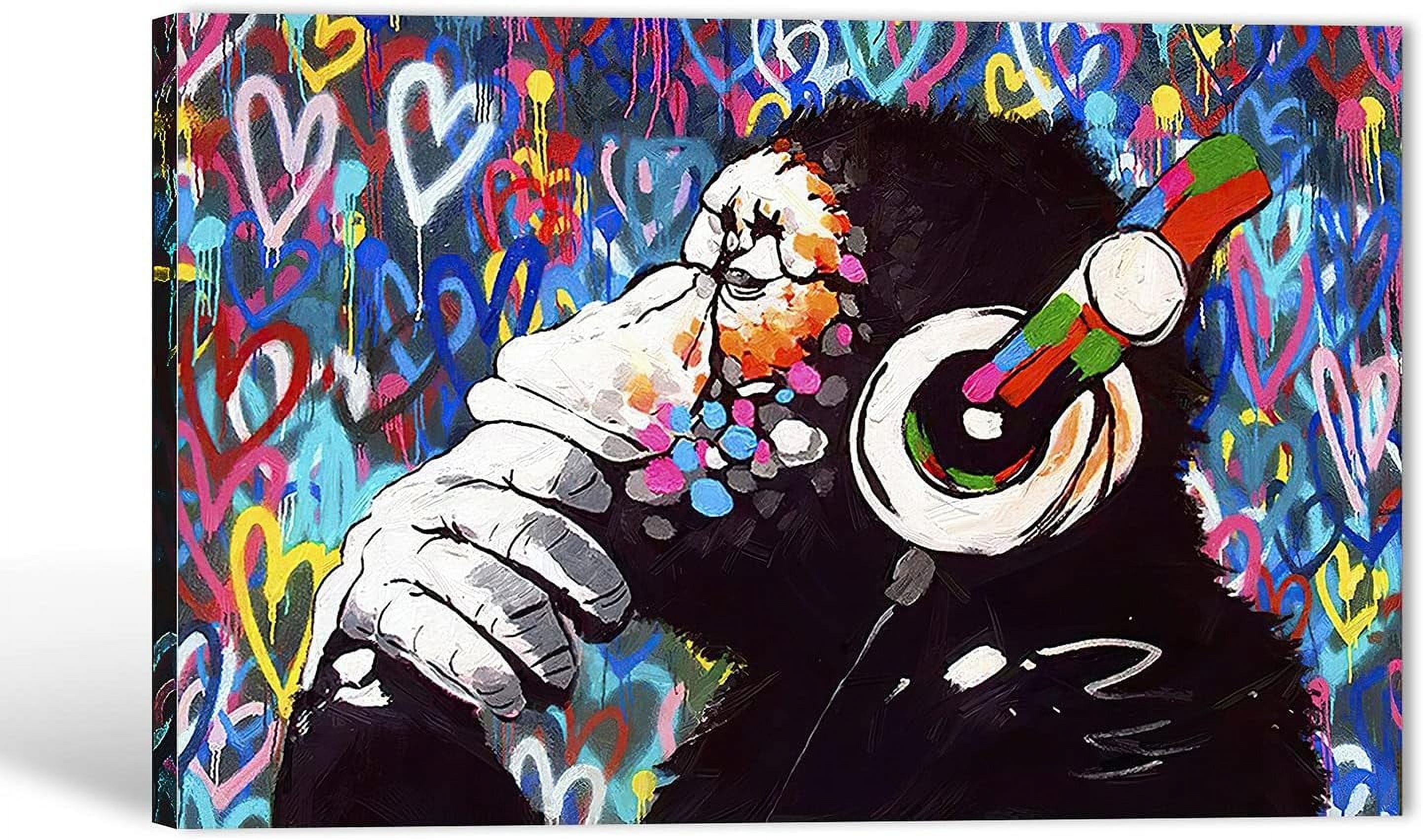 FDFW Graffiti Wall Art Colorful DJ Monkey Chimp Canvas Poster for ...