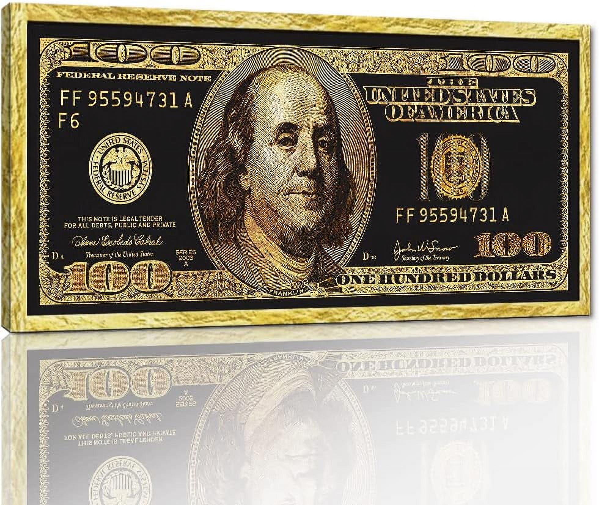 FDFW Large Motivational Wall Pictures 100 Golden Dollar Money Artwork ...