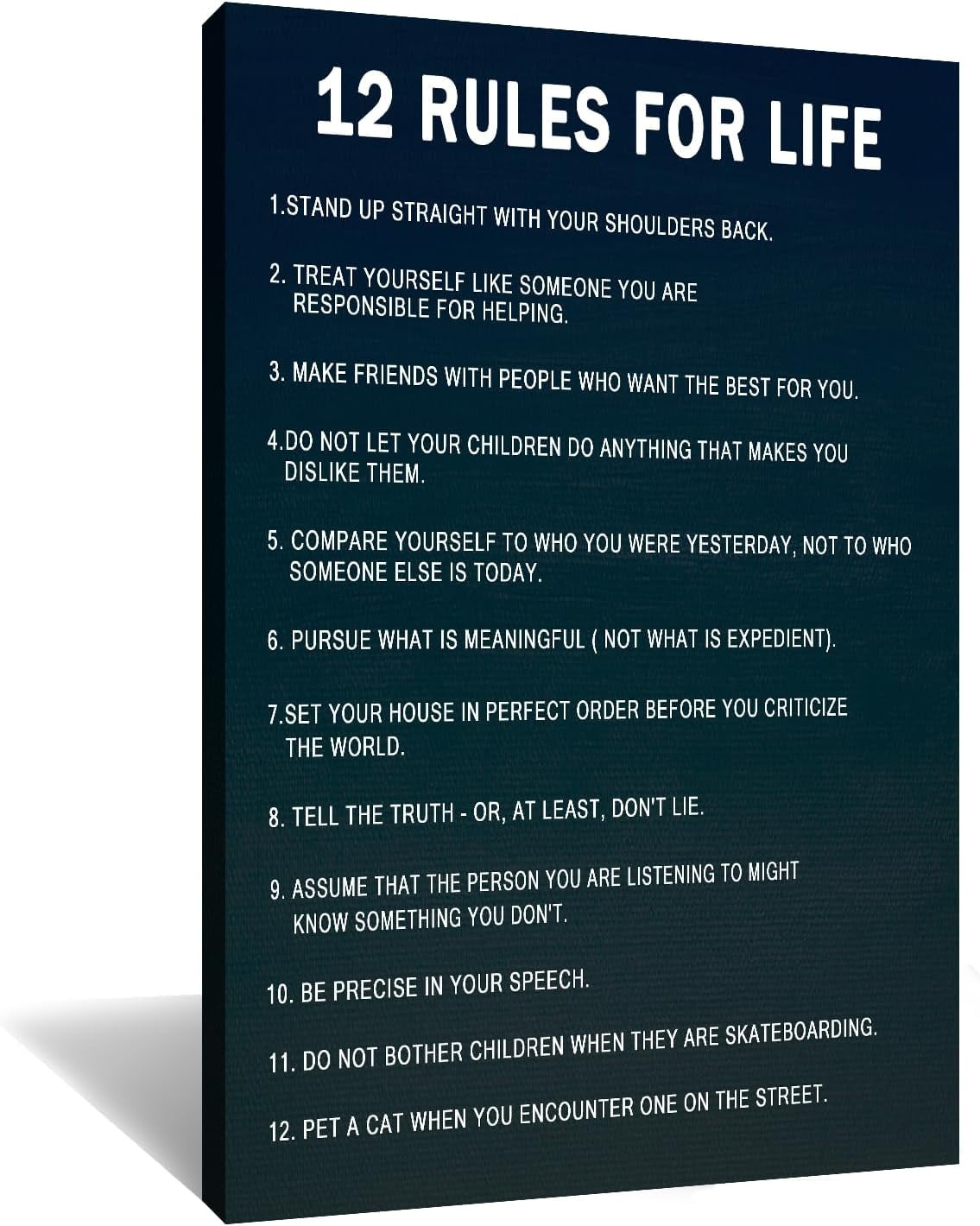 FDFW Motivational Wall Art 12 Rules for Life spirational Canvas Poster ...